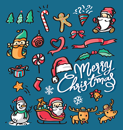 Merry christmas doodle clip art 1811386 Vector Art at Vecteezy