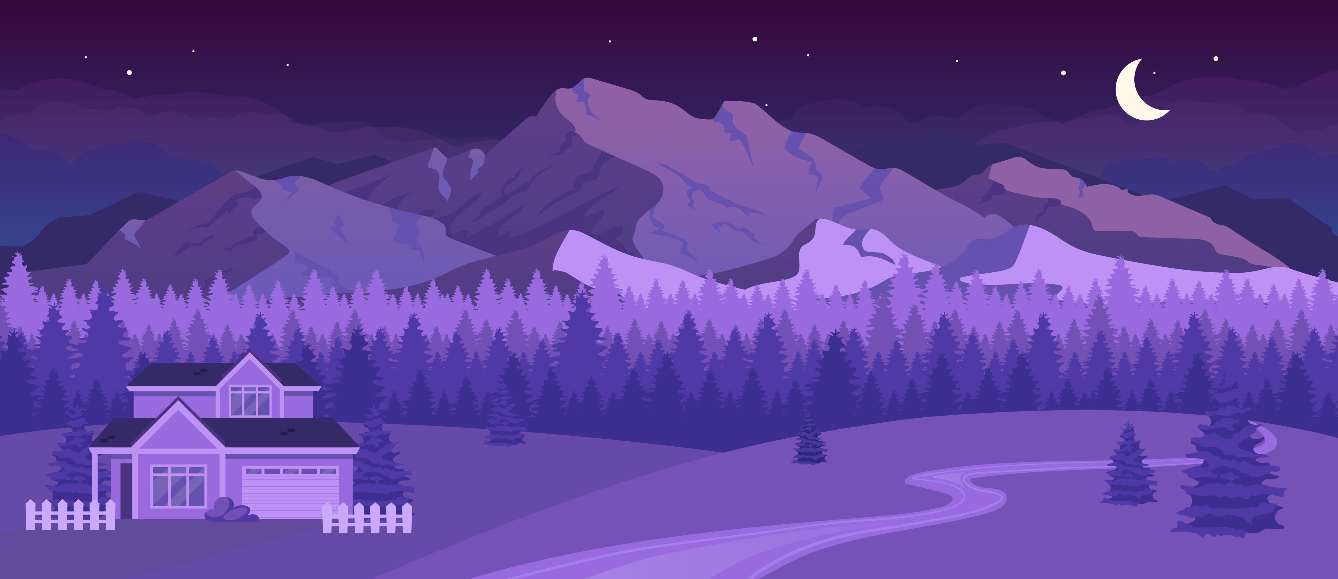 Nighttime mountains flat color vector illustration 1812816 Vector Art ... Nighttime mountains flat color vector illustration 1812816 Vector Art ...