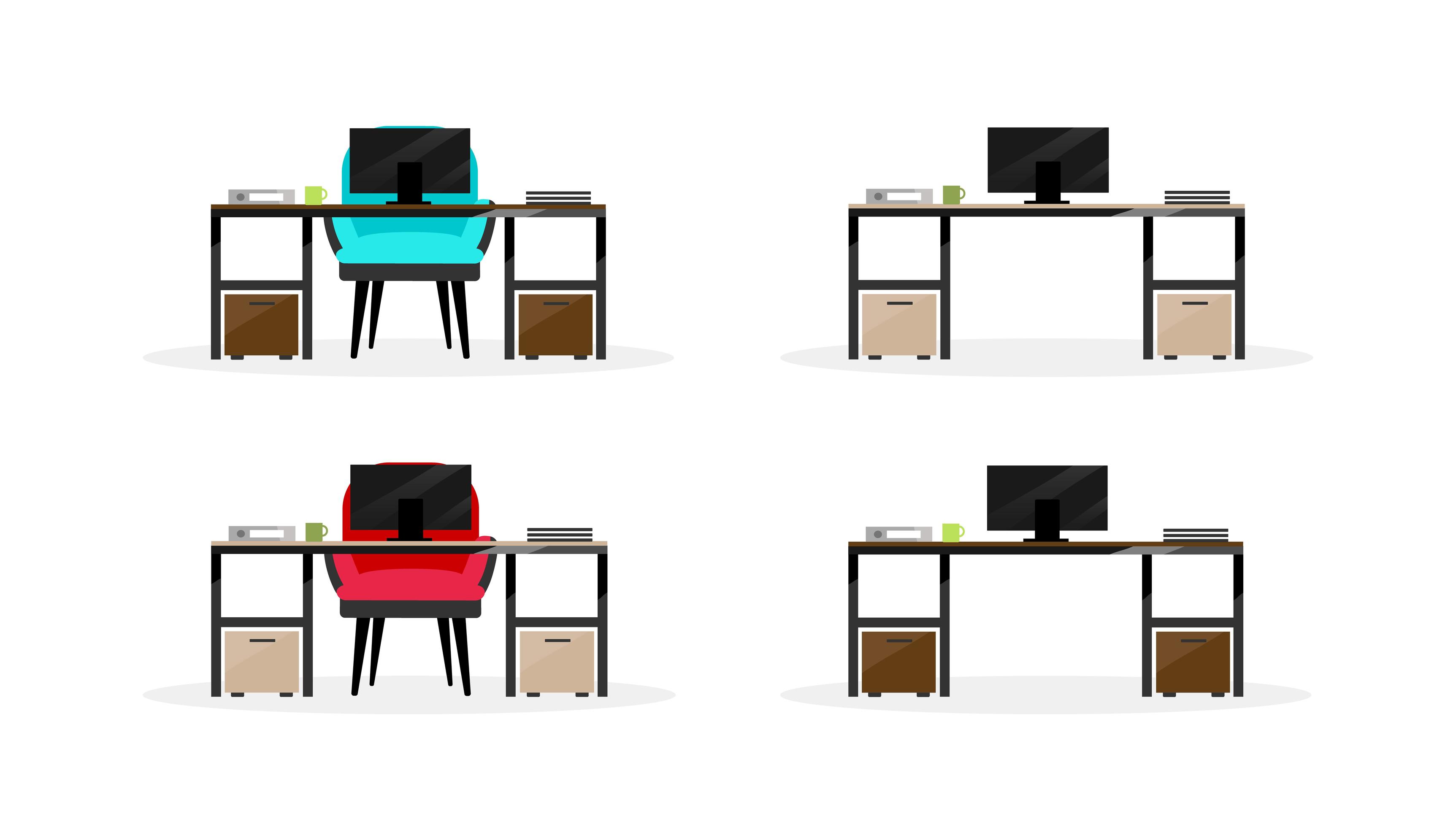 Computer table flat objects set 1814921 Vector Art at Vecteezy