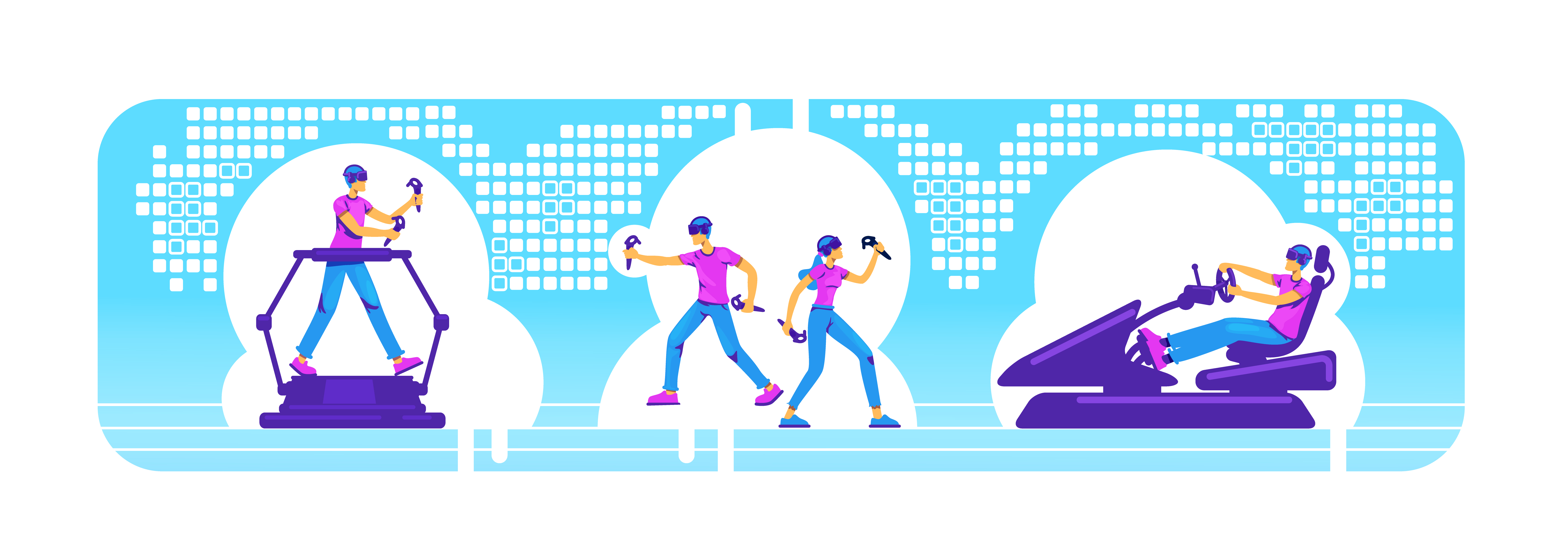 People with VR equipment 2D vector web banner, poster set 1815225 ...