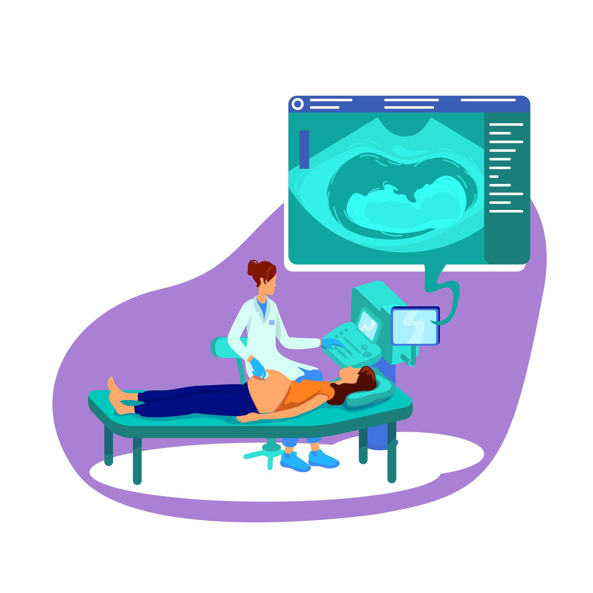 Ultrasonido Para Mujer Embarazada Concepto Plano Ilustración Vectorial