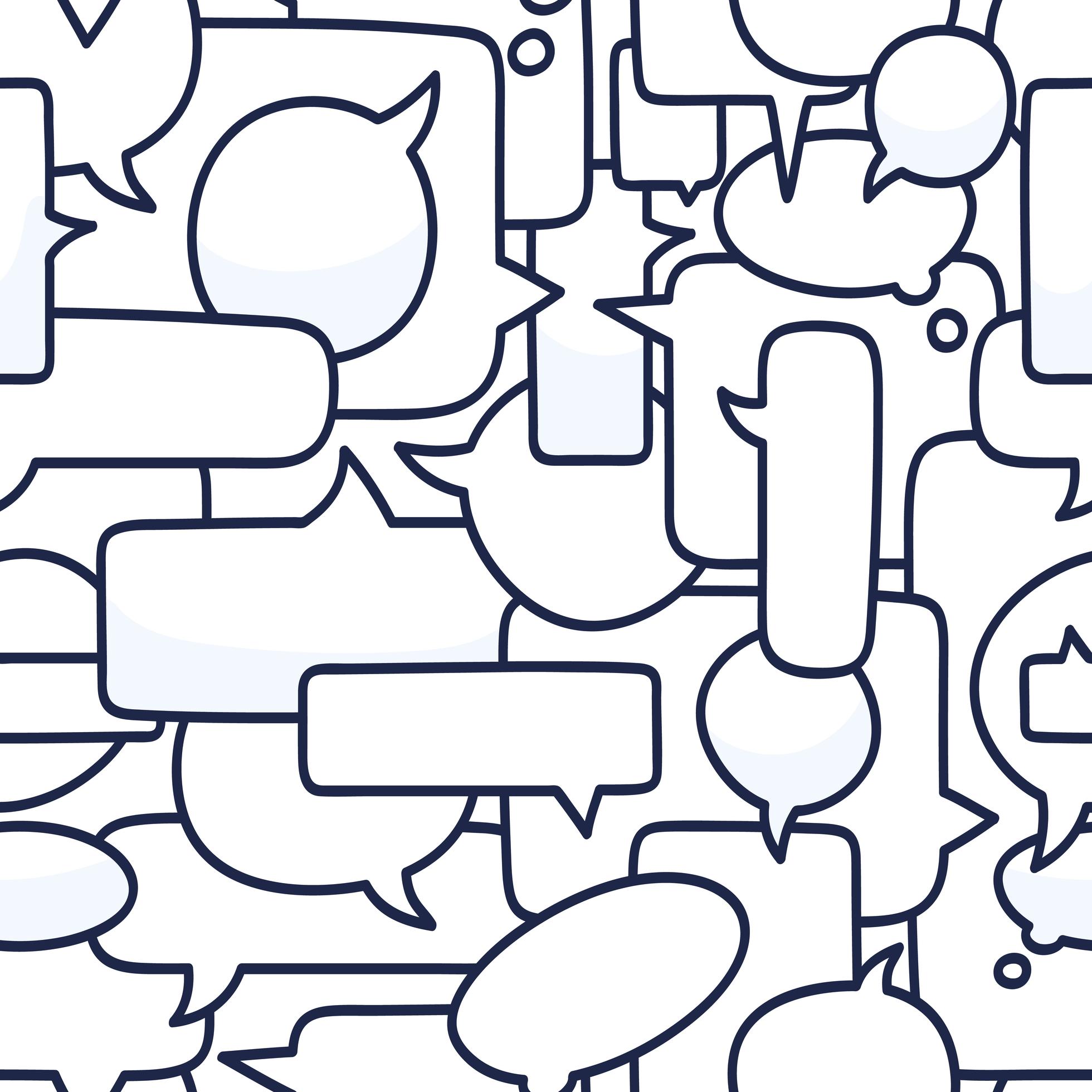 Hand Drawn Speech Bubbles Seamless Pattern Vector Illustration On White