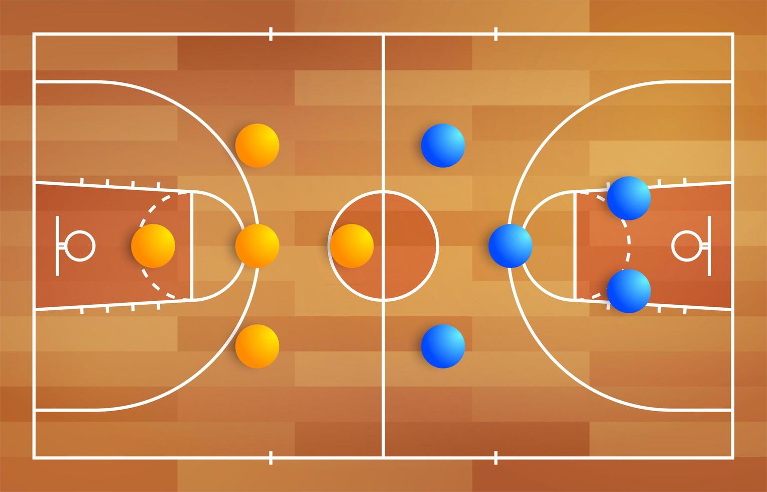 cancha de baloncesto con un esquema táctico de la disposición de los ... cancha de baloncesto con un esquema táctico de la disposición de los ...