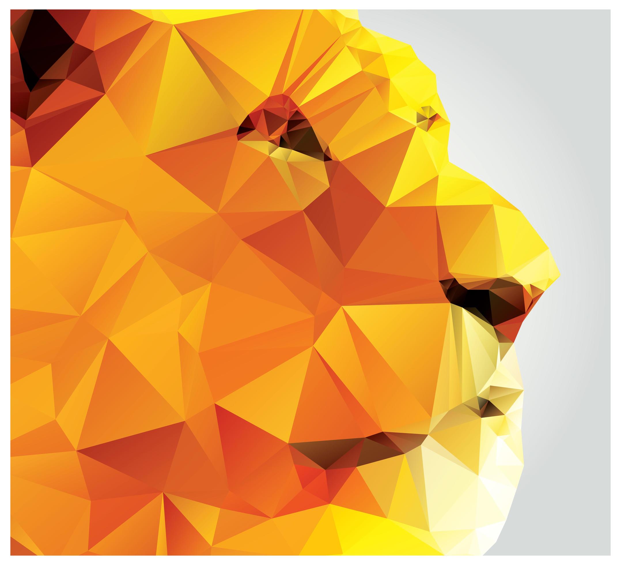 Geometric polygon lion head, triangle pattern 1822073 Vector Art at ...