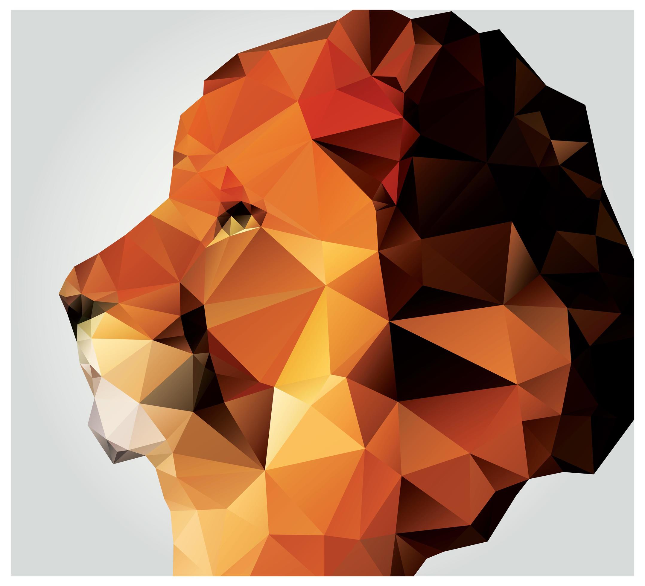 Geometric polygon lion head, triangle pattern 1822095 Vector Art at ...