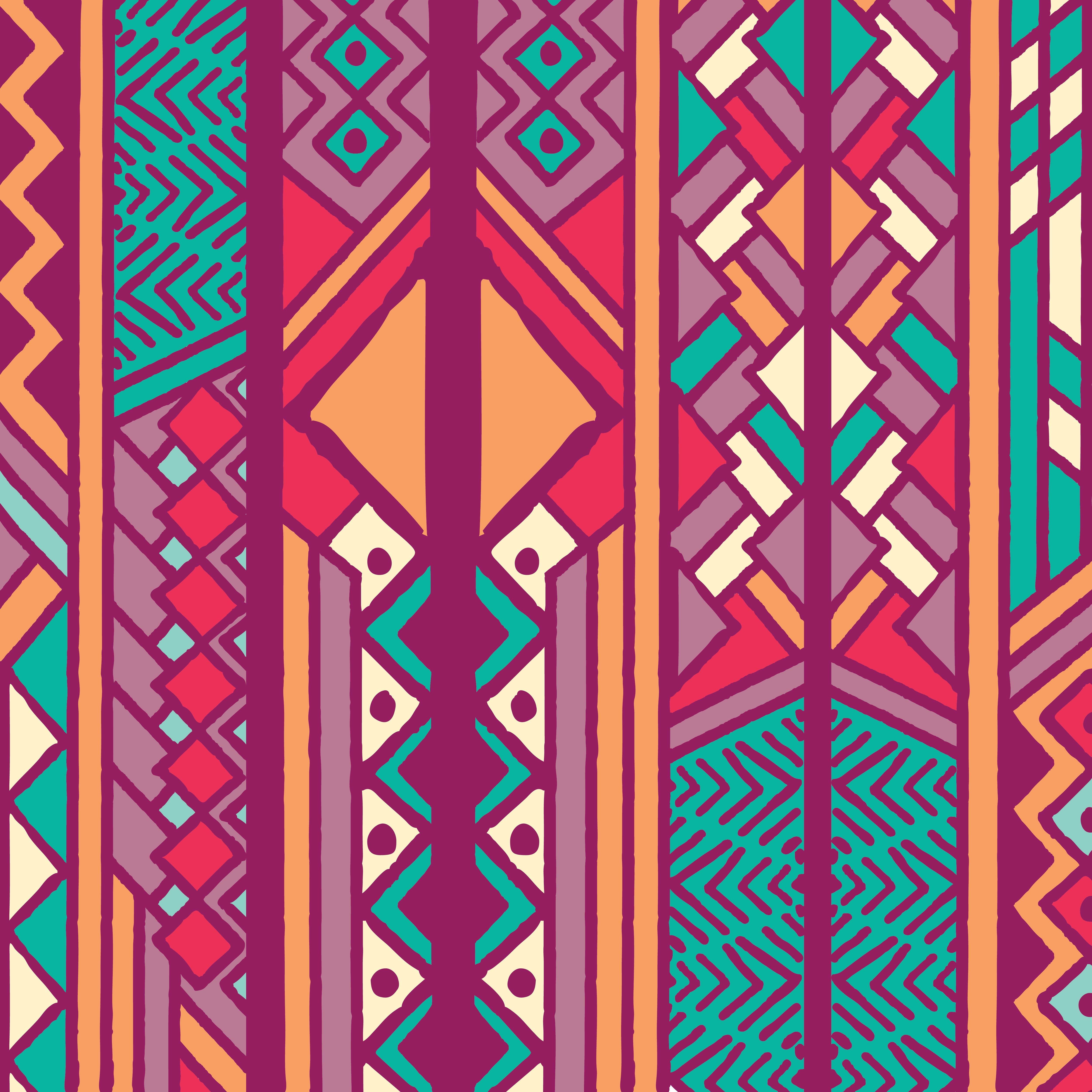 Tribal Ethnic Colorful Bohemian Pattern With Geometric Elements