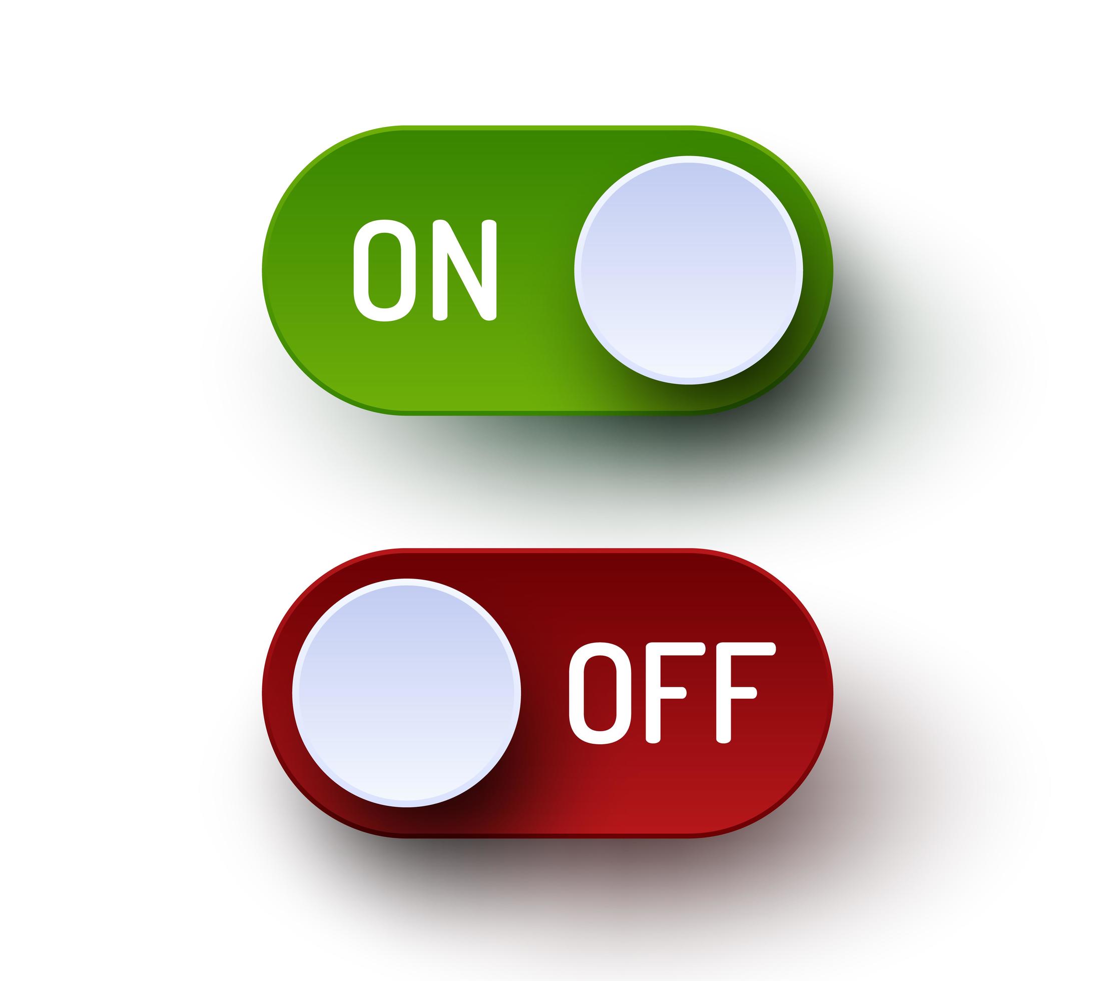 On and Off toggle switch realistic buttons set 1829913 Vector Art at ...