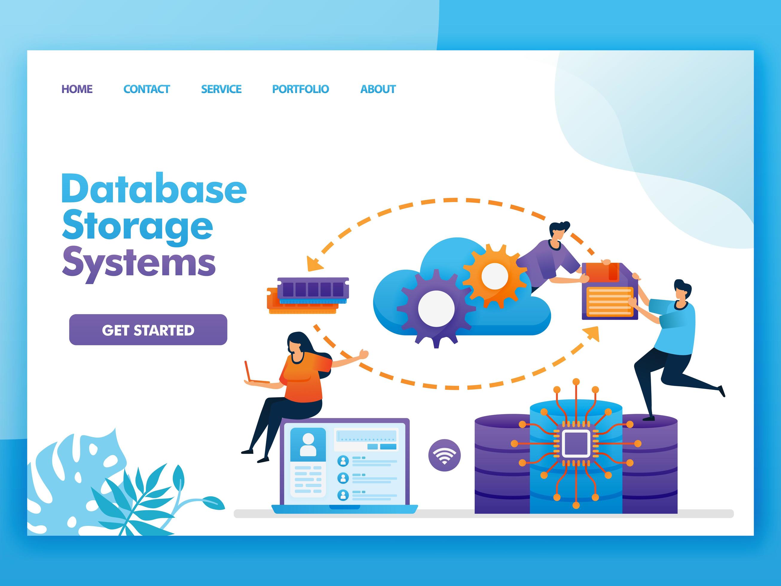 Landing page vector design of database storage system. Easy to edit and ...