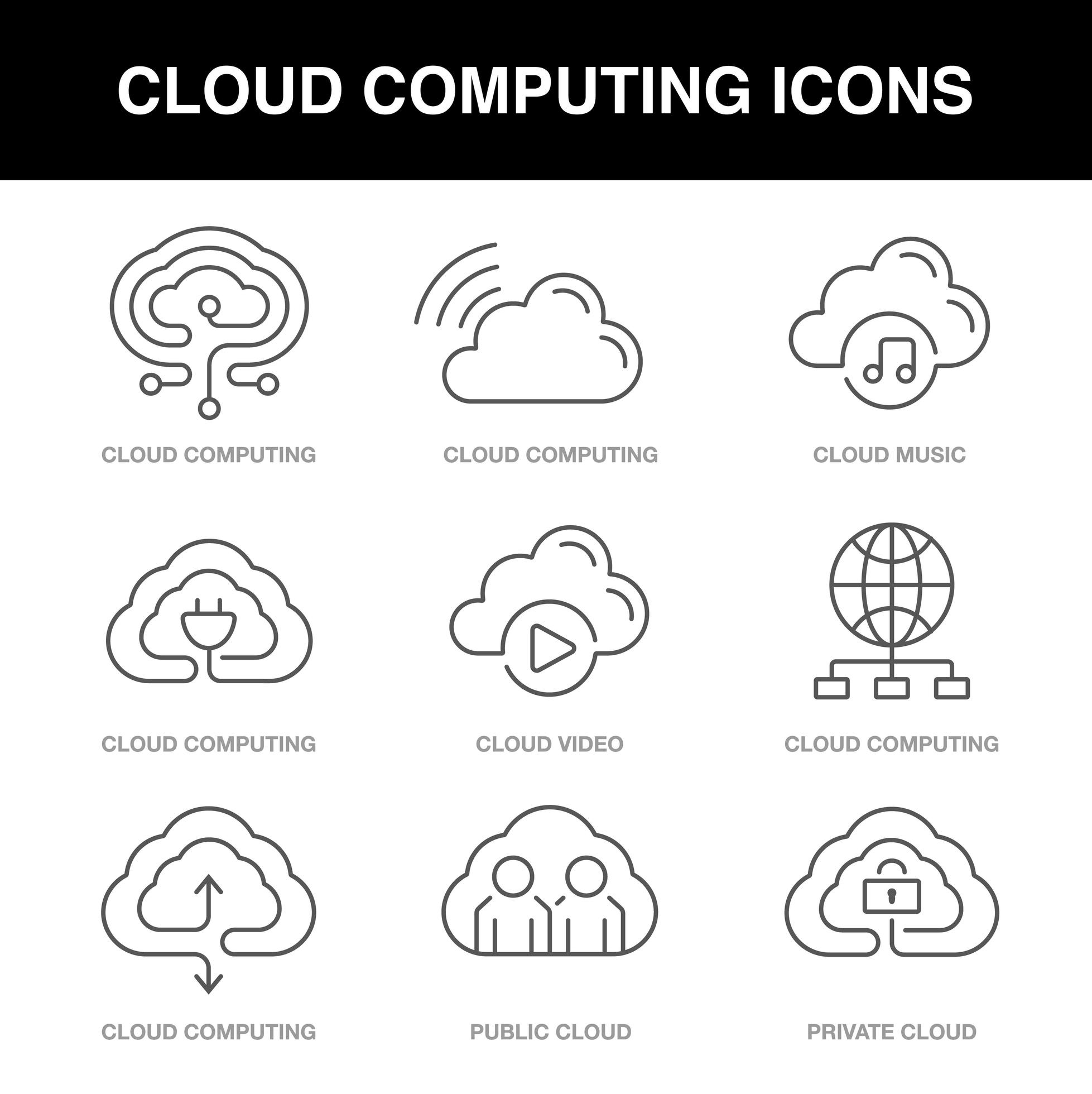 Cloud computing icons set 1842699 Vector Art at Vecteezy