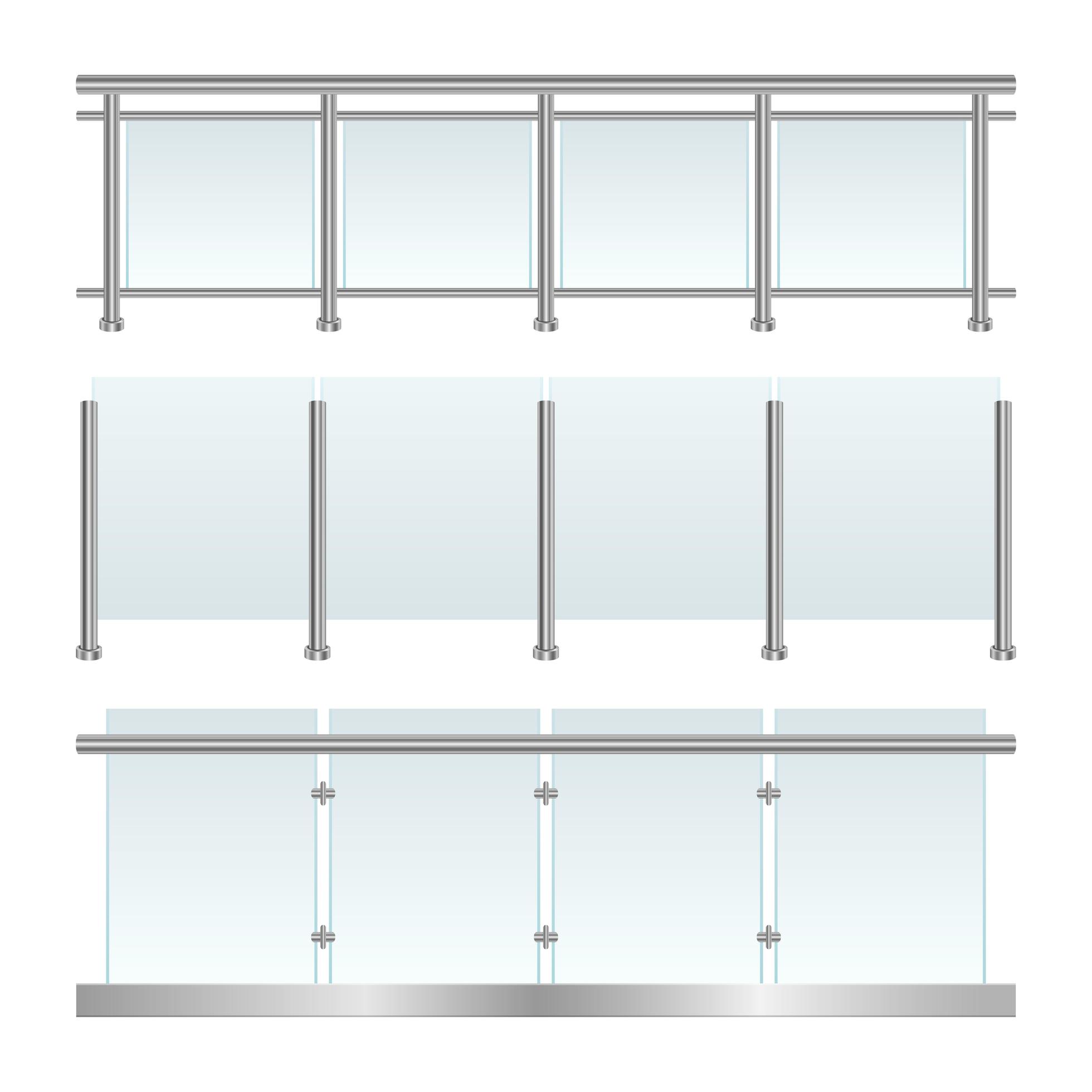 Glass railing set vector design illustration isolated on white ... Glass railing set vector design illustration isolated on white ...