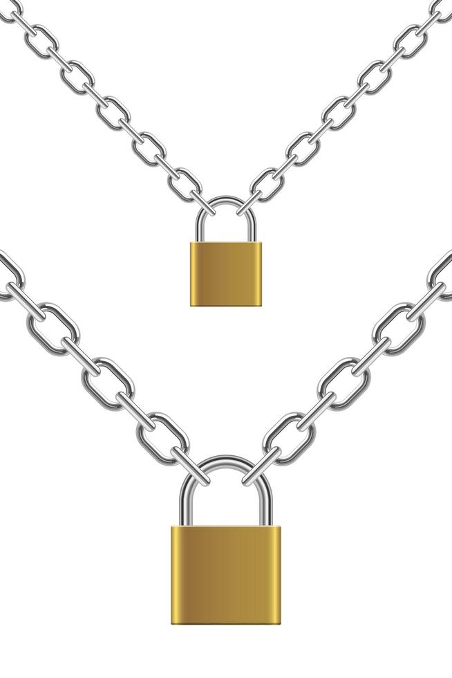 Padlock with chain vector design illustration isolated on white ... Padlock with chain vector design illustration isolated on white ...