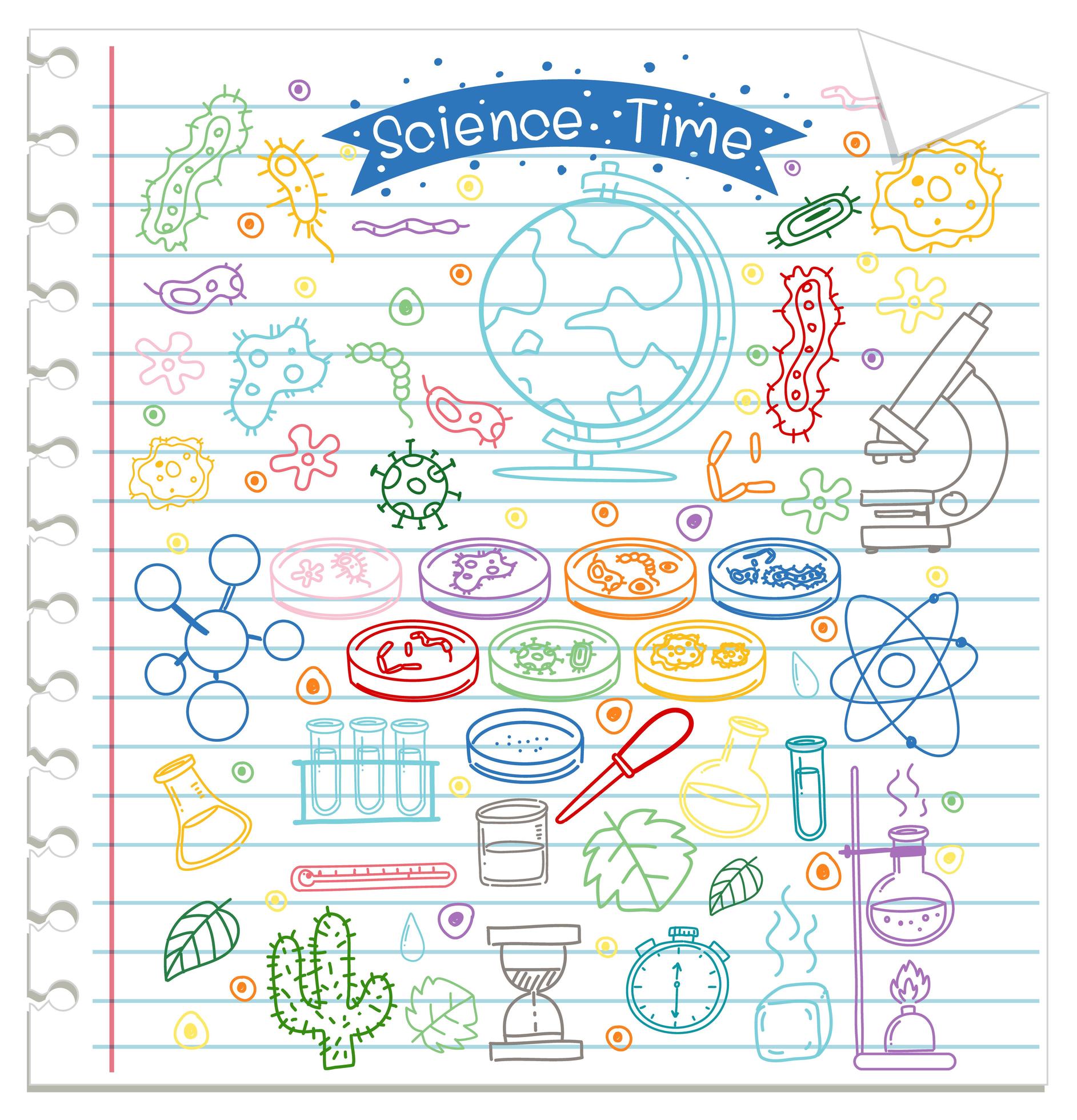 Set of science element doodle on paper 1845993 Vector Art at Vecteezy