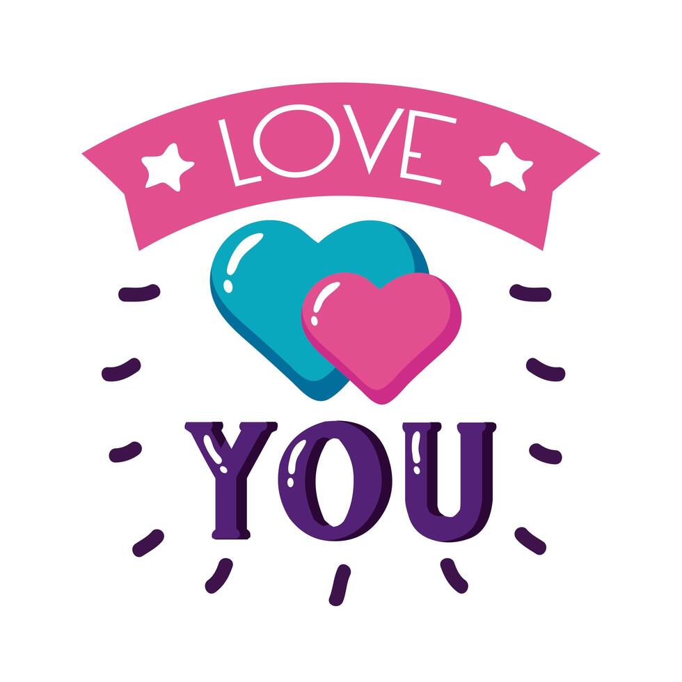 Te Amo Texto Con Corazones Diseño De Vector De Icono De Estilo Plano