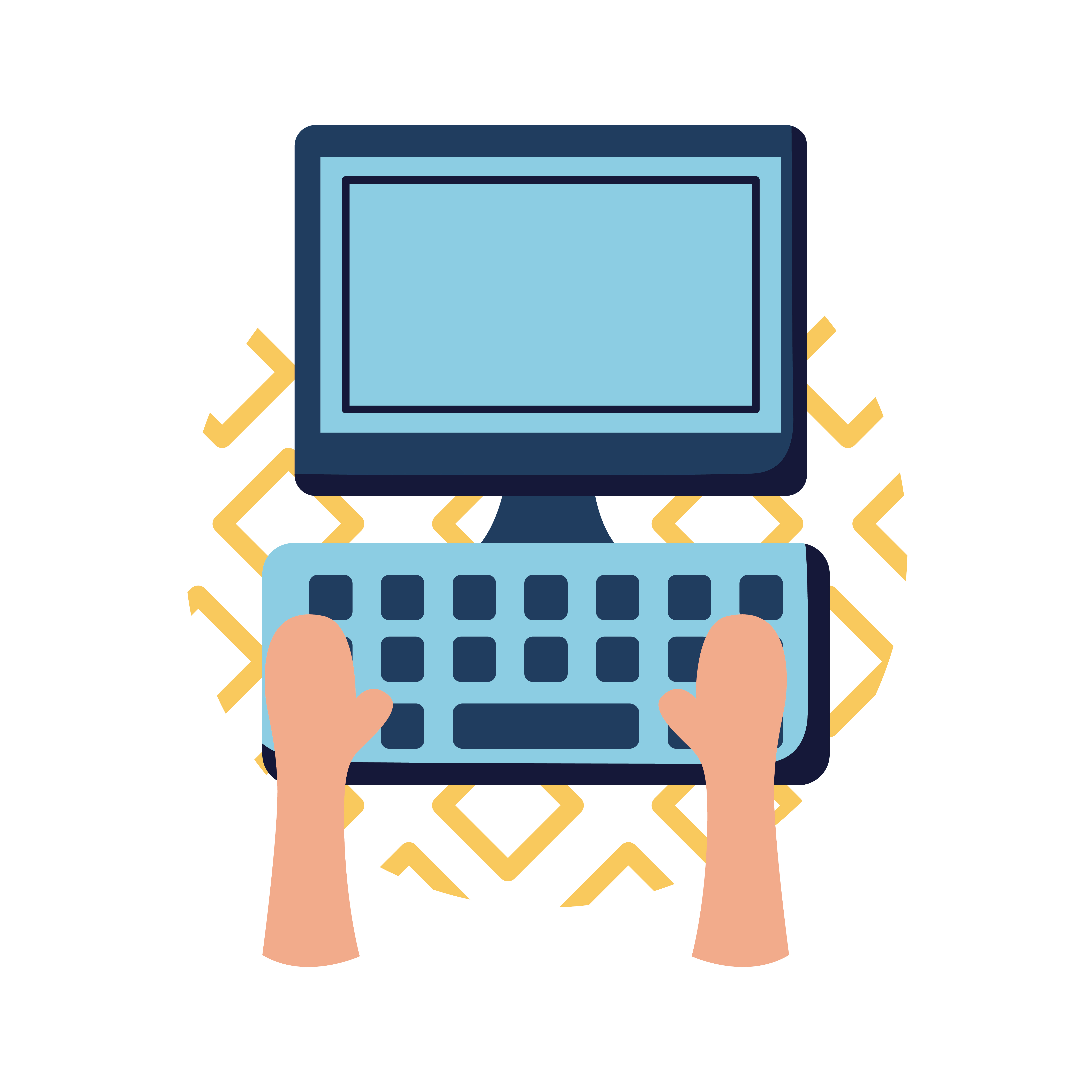 Hands on computer flat style icon vector design 1848538 Vector Art at ...