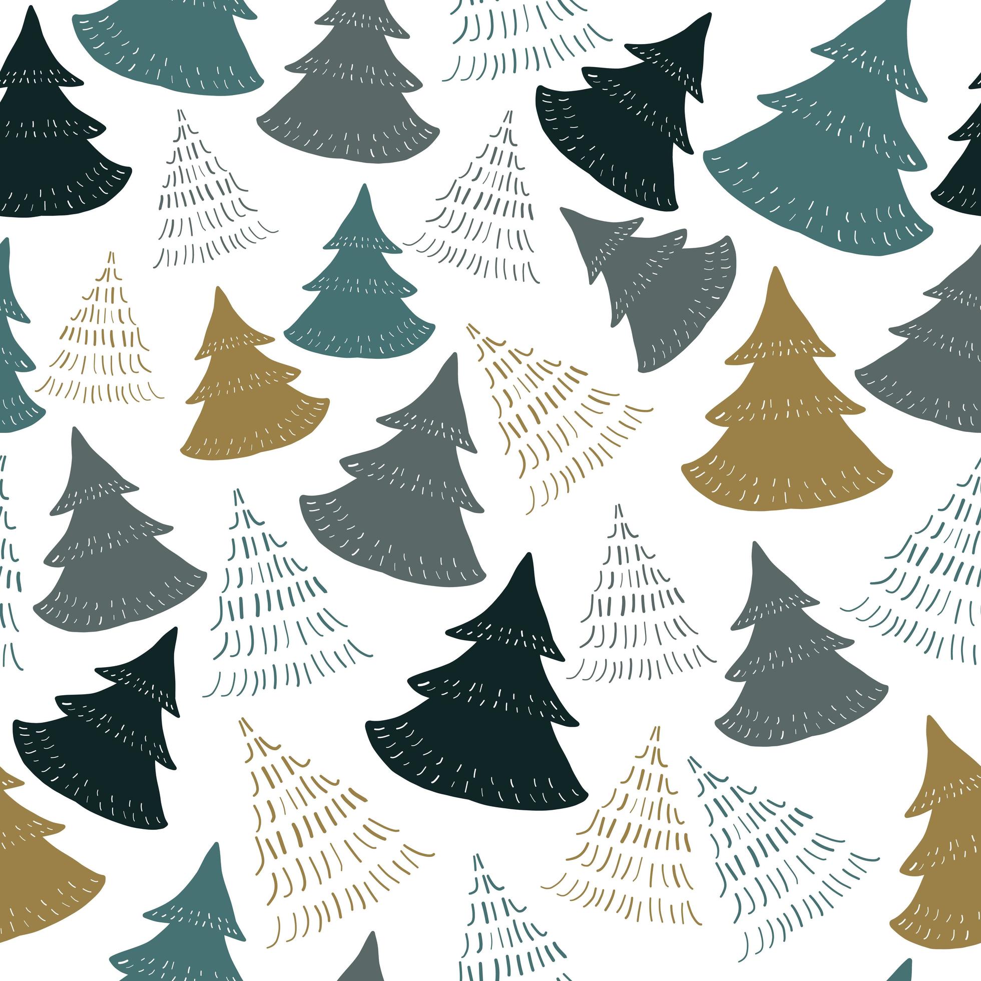 Seamless pattern background with doodle hand draw pine tree 1858612 ...