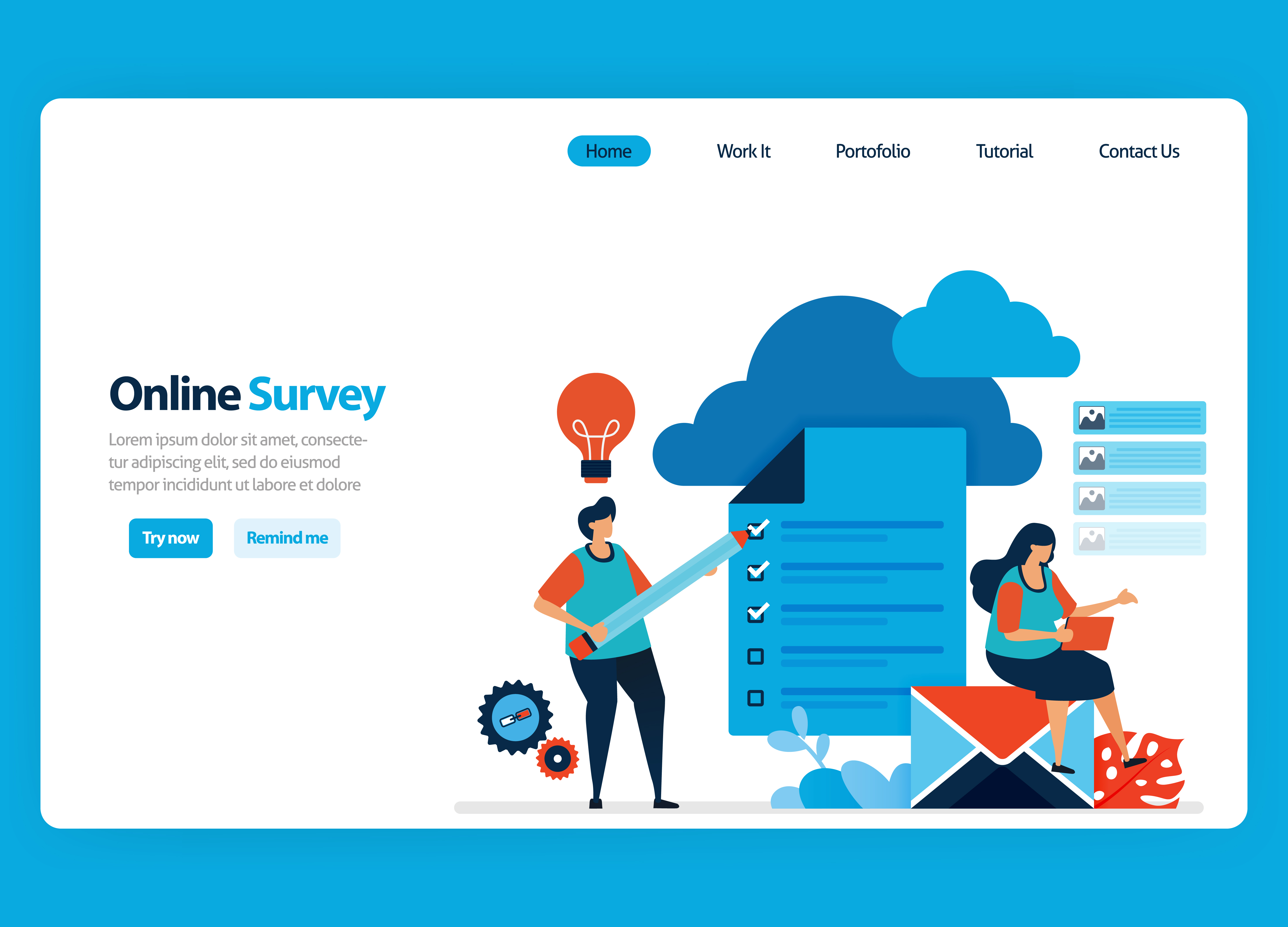 Landing page design for online survey and exam, hosting and server ...