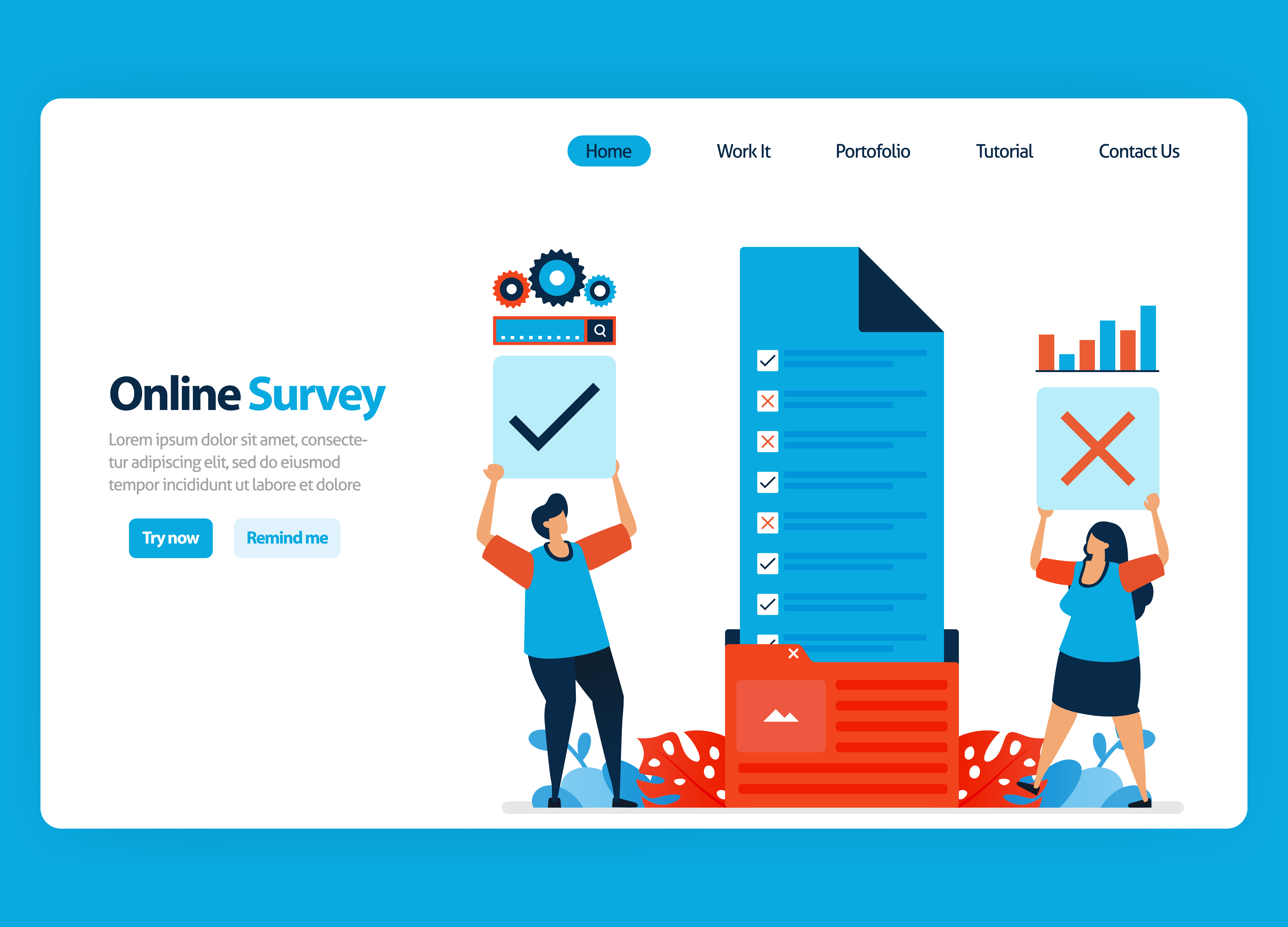 Landing page design for online survey and exam, organizing survey ...