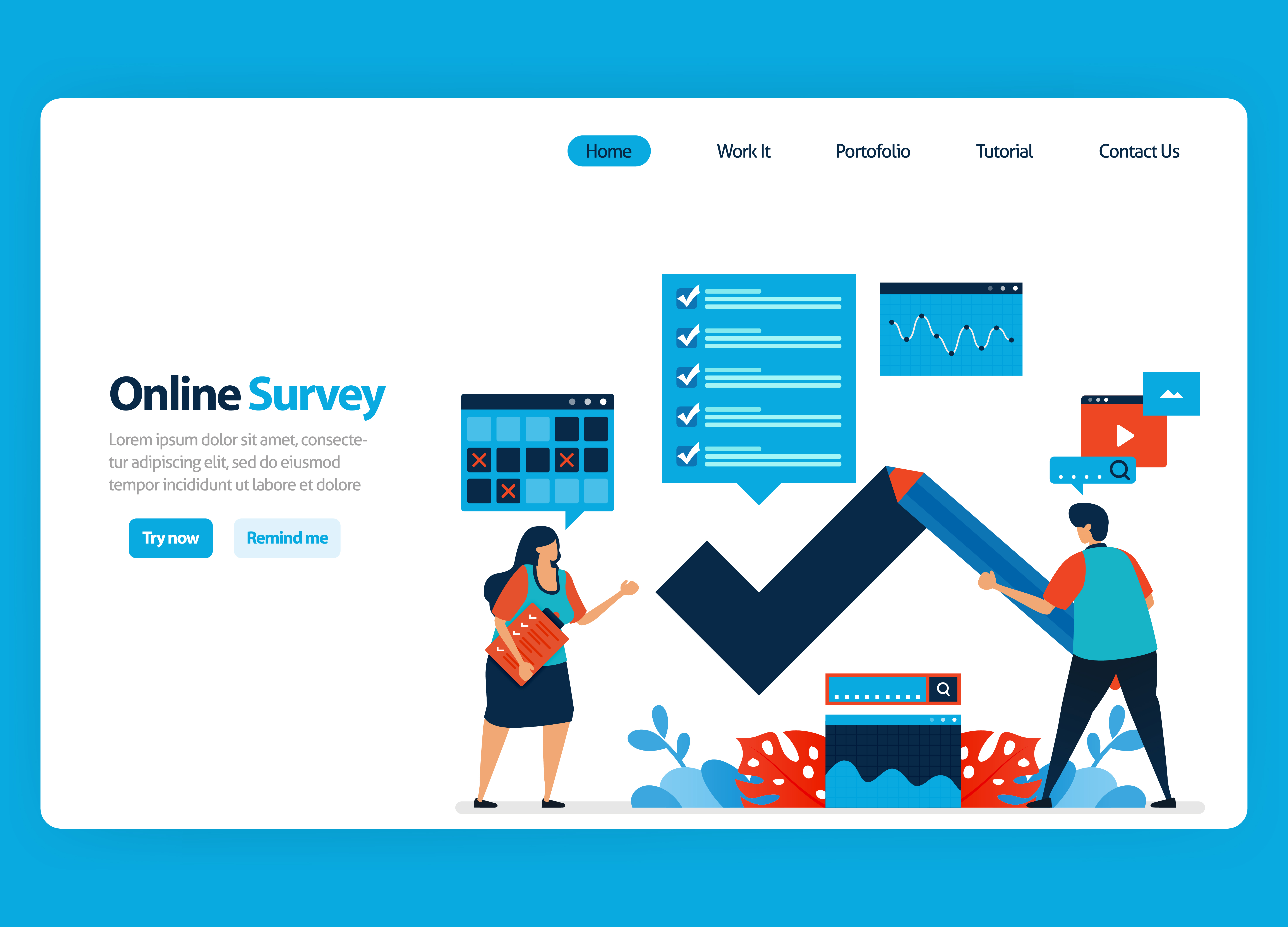 Landing page design for online survey and exam, filling out surveys ...