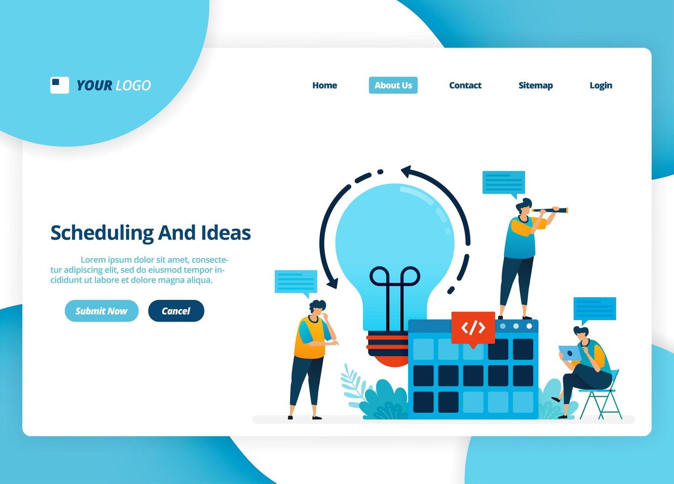 Vector Landing Page Design Of Scheduling And Ideas Brainstorming Idea For Planning Strategy vector-landing-page-design-of-scheduling-and-ideas-brainstorming-idea-for-planning-strategy