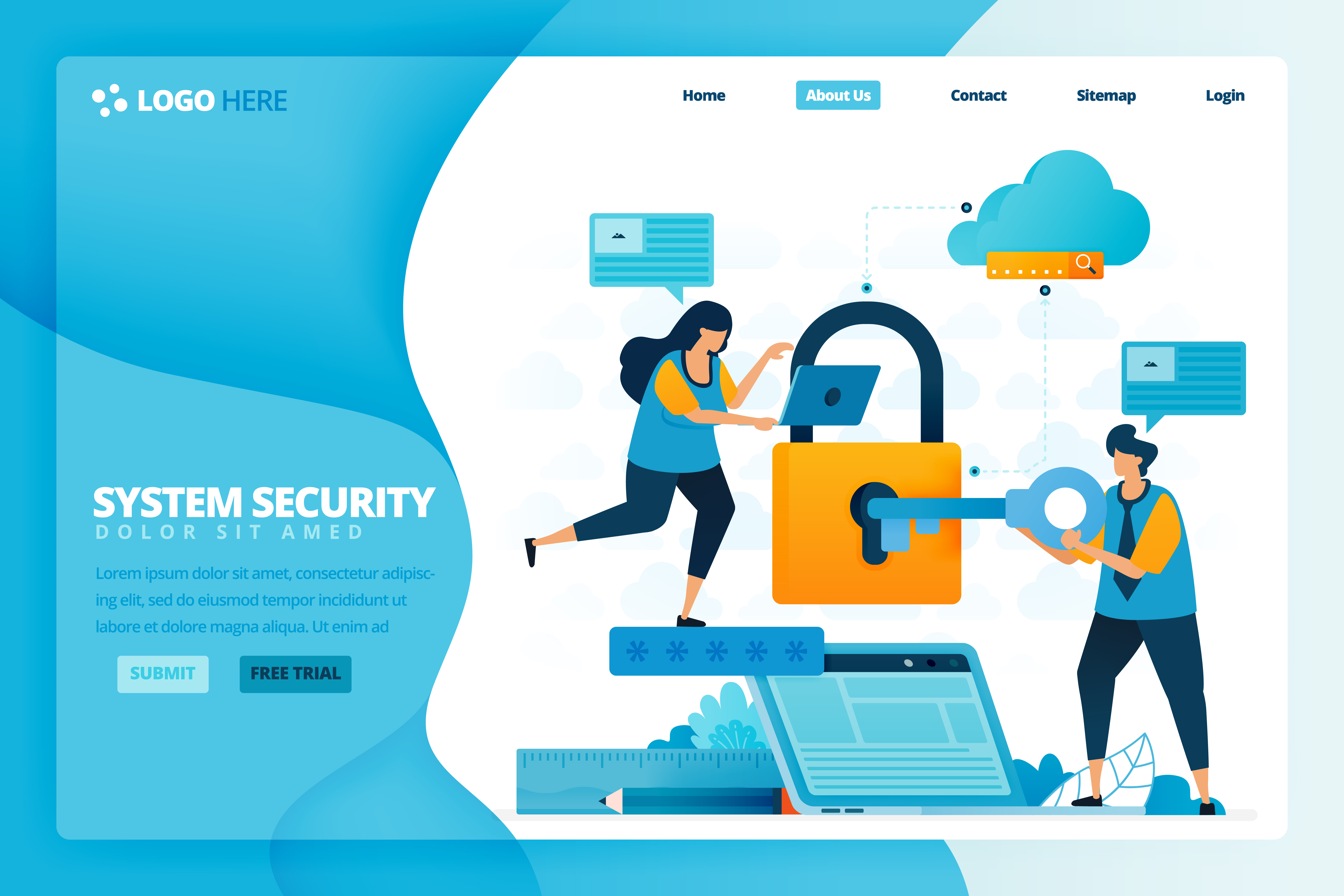 Landing Page Vector Design Of Security And Protection Design For Website Web Banner Mobile