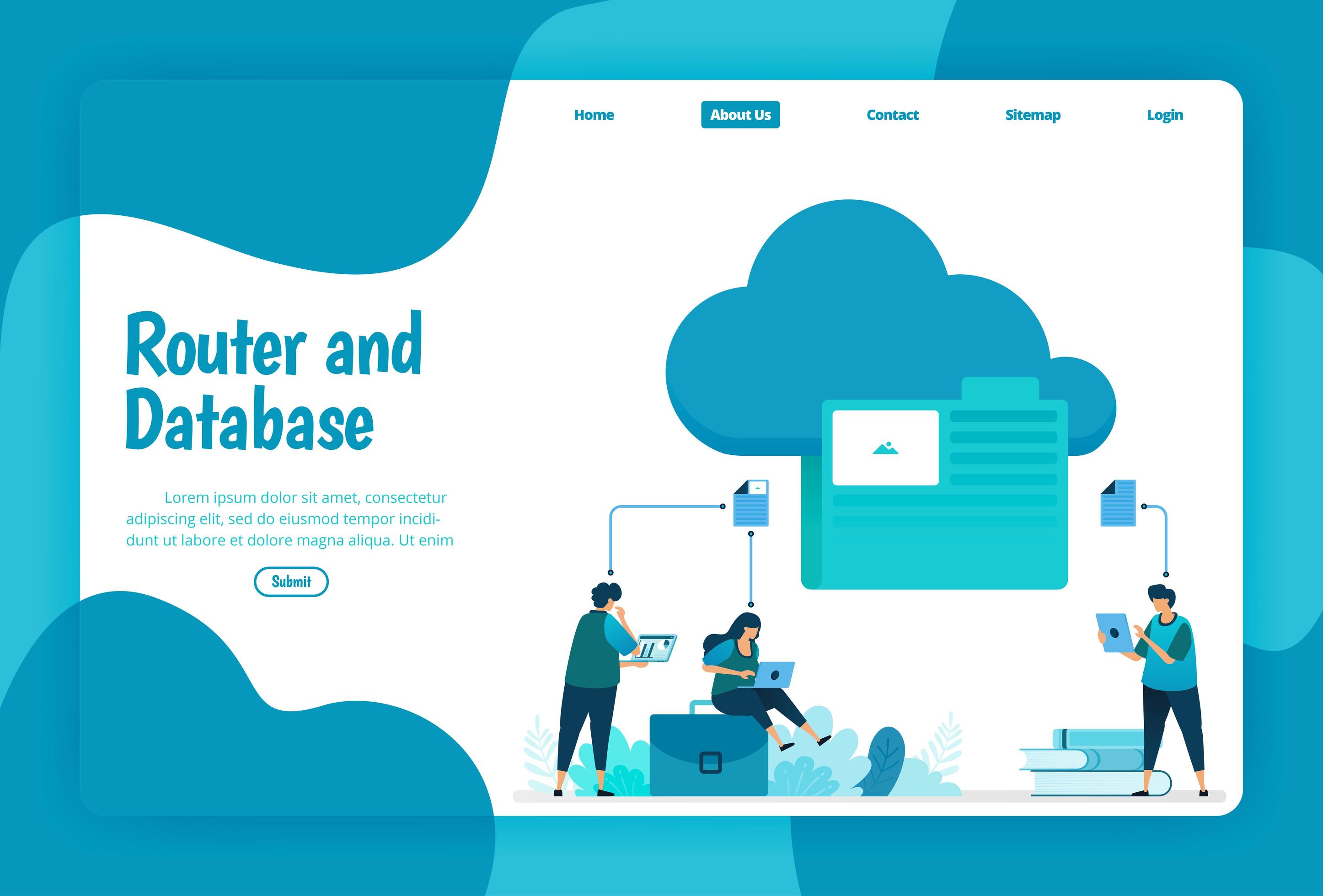 Landing page template of cloud and folder storage service. Organize ...