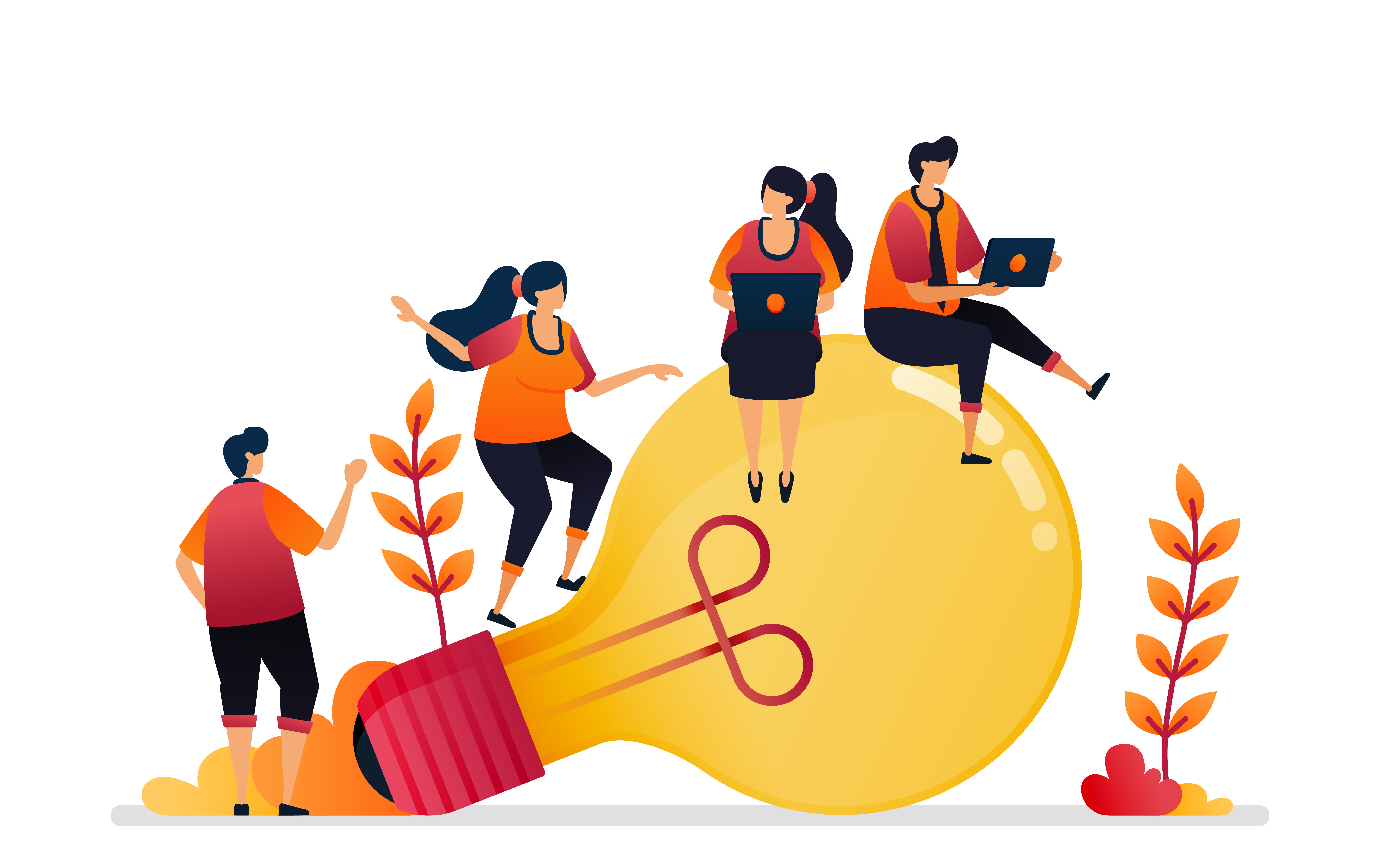 Vector illustration of idea and inspiration, looking for problem ...