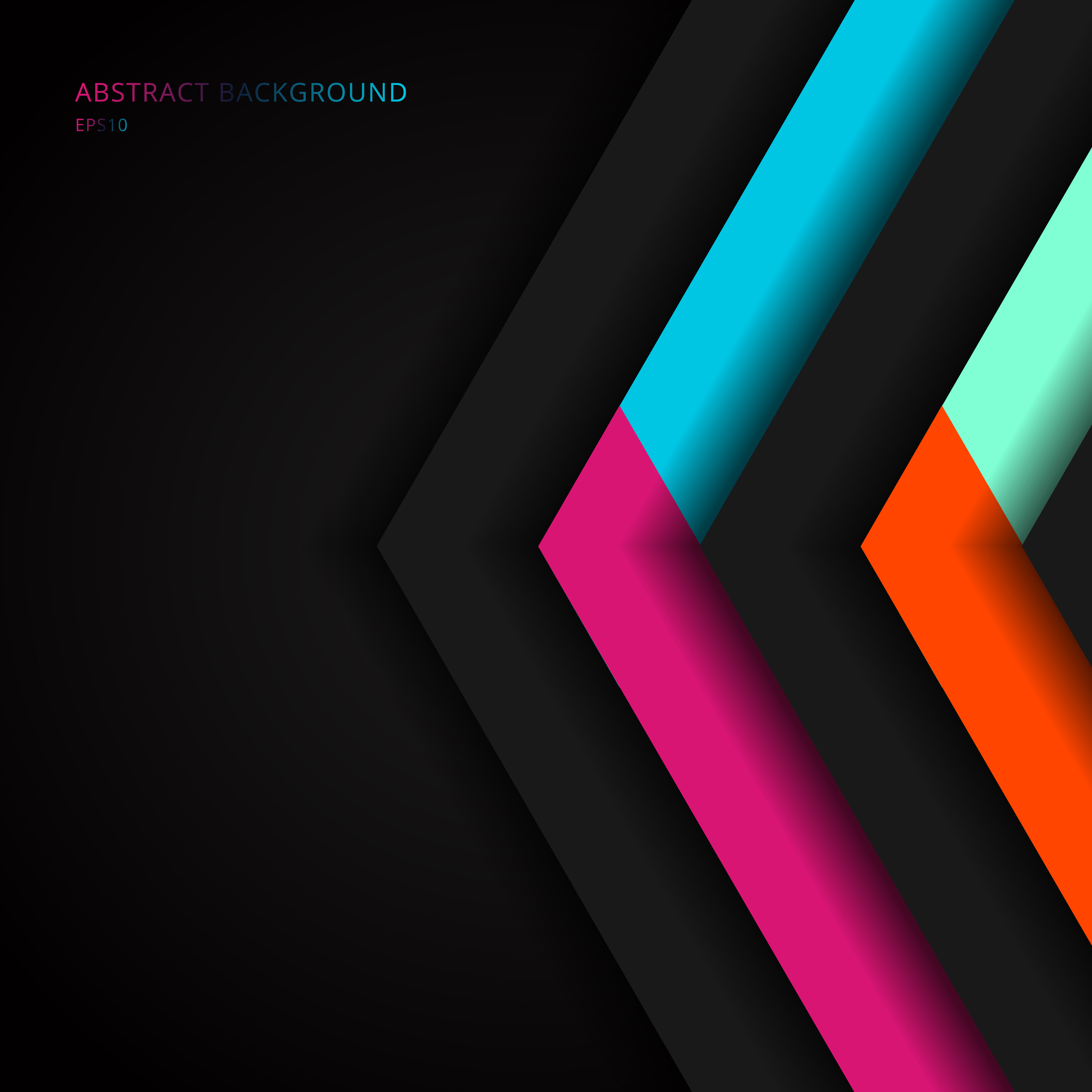 Abstract Vibrant Color Triangle Geometric Overlap Layers On Black Background Technology Concept