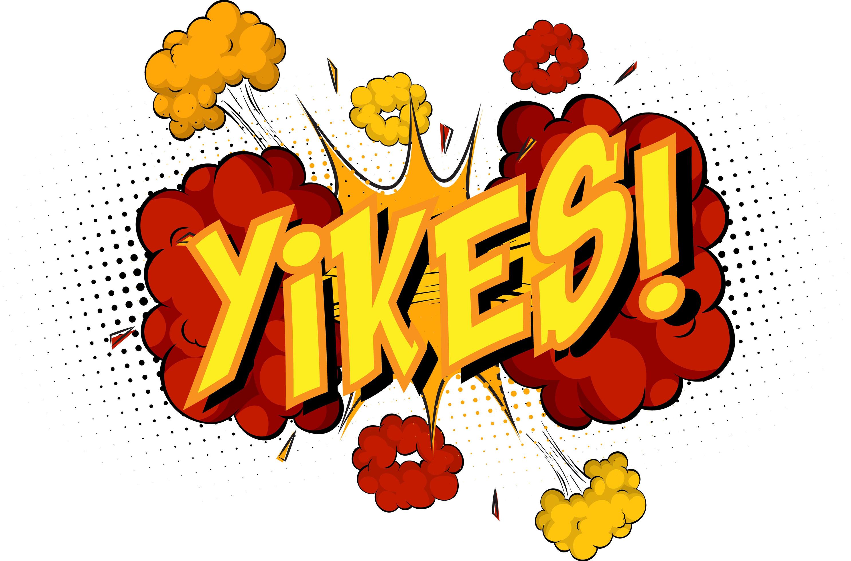 Word Yikes On Comic Cloud Explosion Background 1879124 Vector Art At Vecteezy