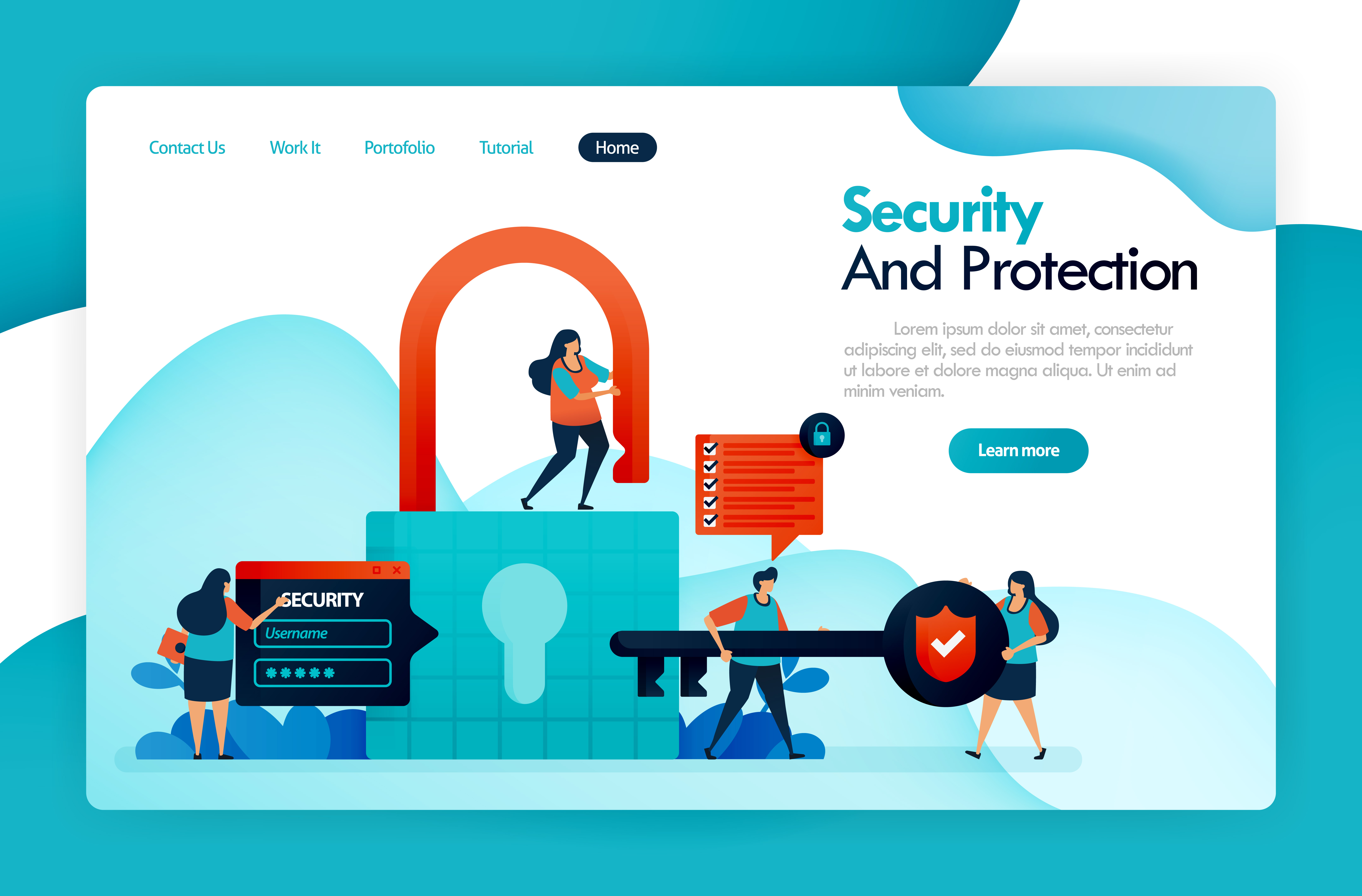 landing page for security and protection, padlock and lock, hacking ...