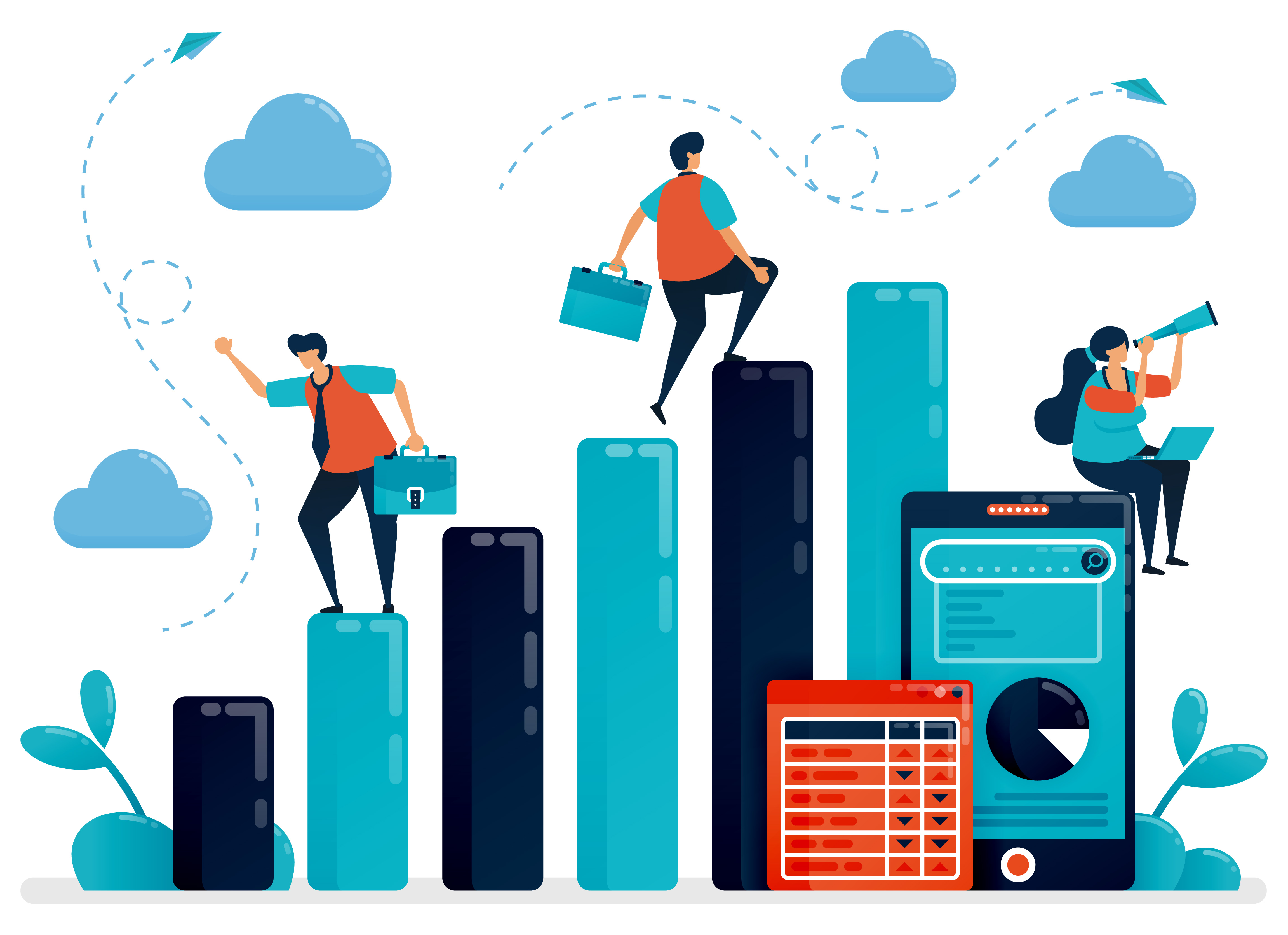 Concept Of Data Analysis And Planning Salary Man Check Barchart Concept Of Data Analysis And Planning Salary Man Check Barchart
