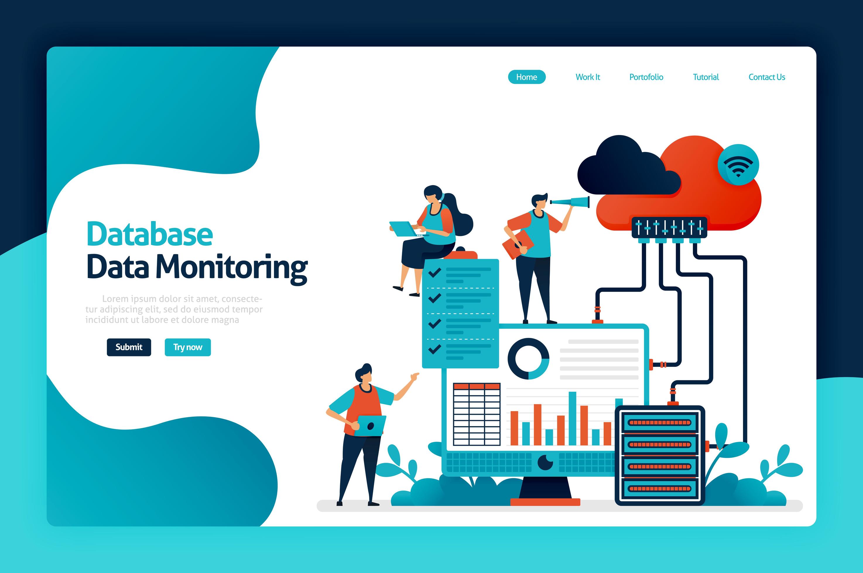 Database Data Monitoring Landing Page Design Maintain User Data Security And Protection