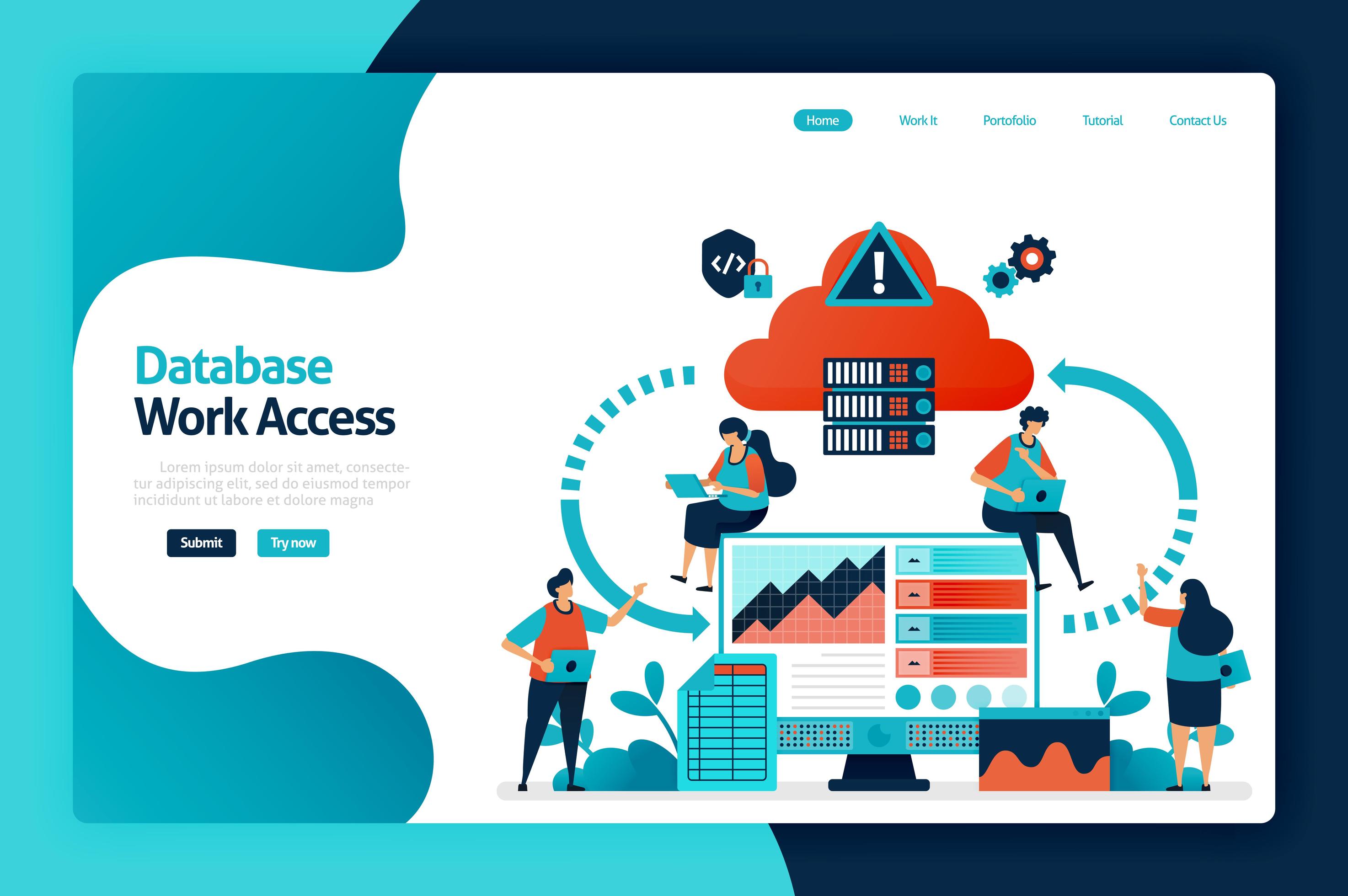 Database Work Access Landing Page Design Database Network Flow And Connection Access