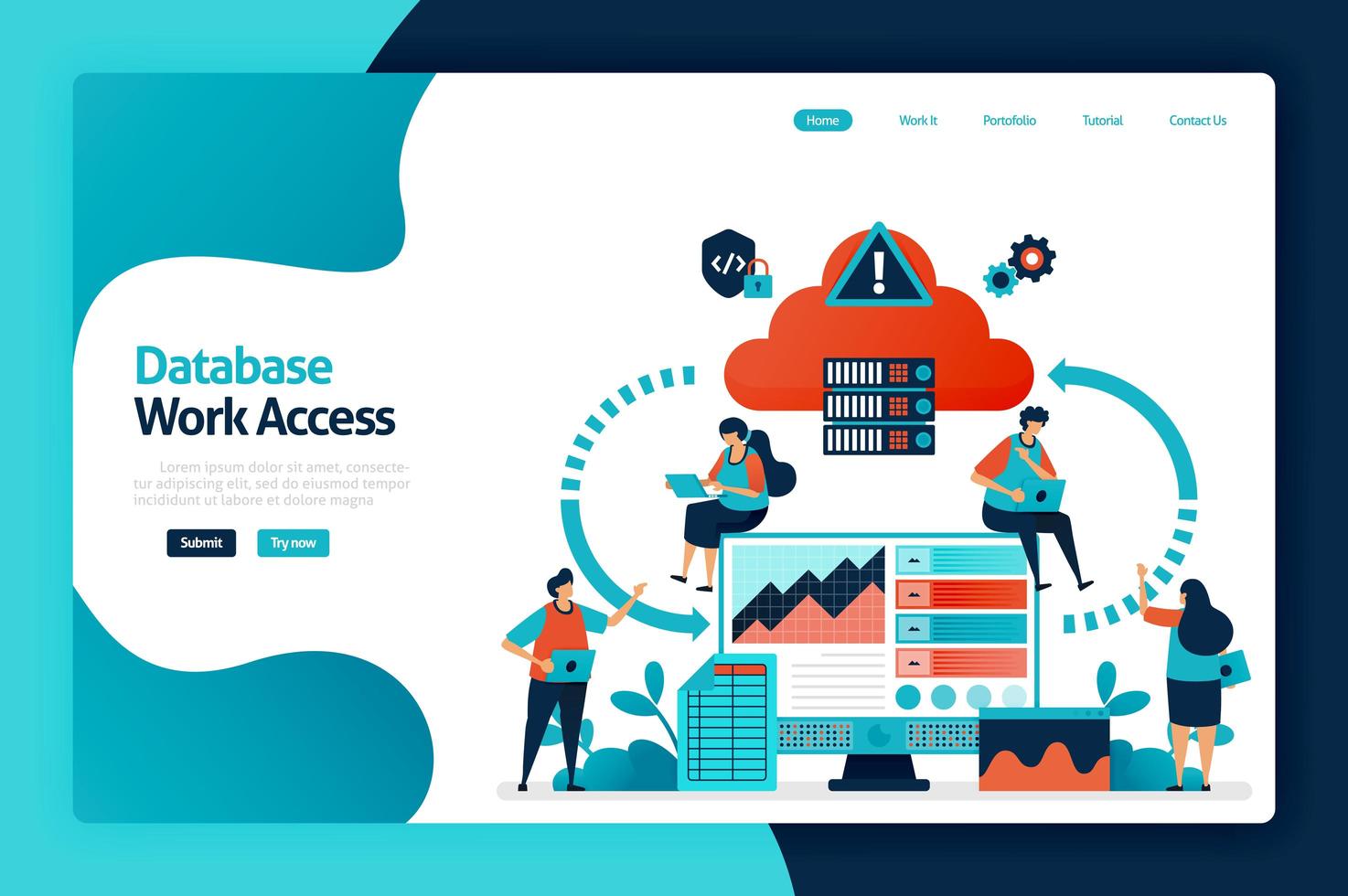 Database Work Access Landing Page Design Database Network Flow And Connection Access