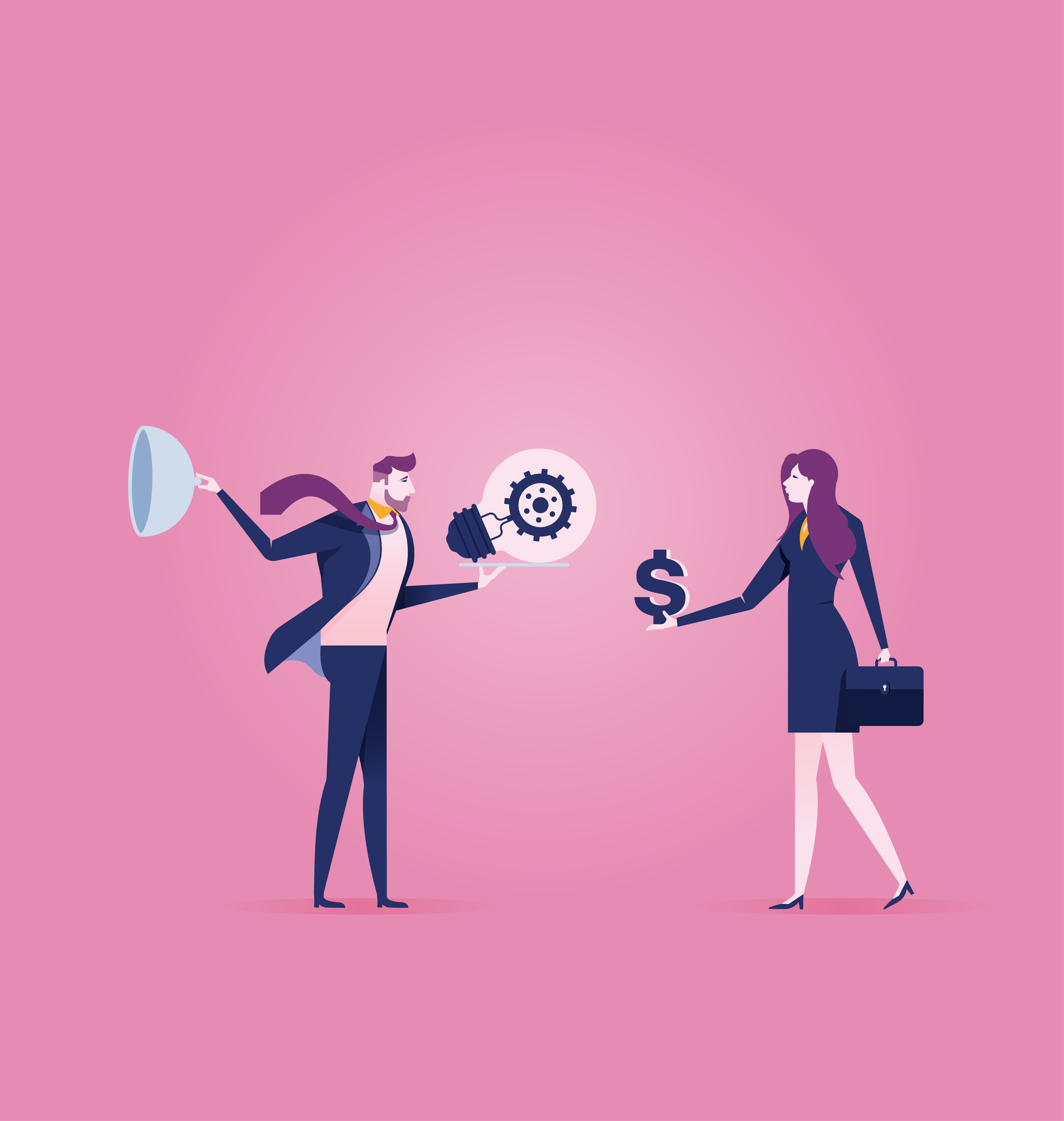 Businessman sells the idea for money to businesswoman - Business ...