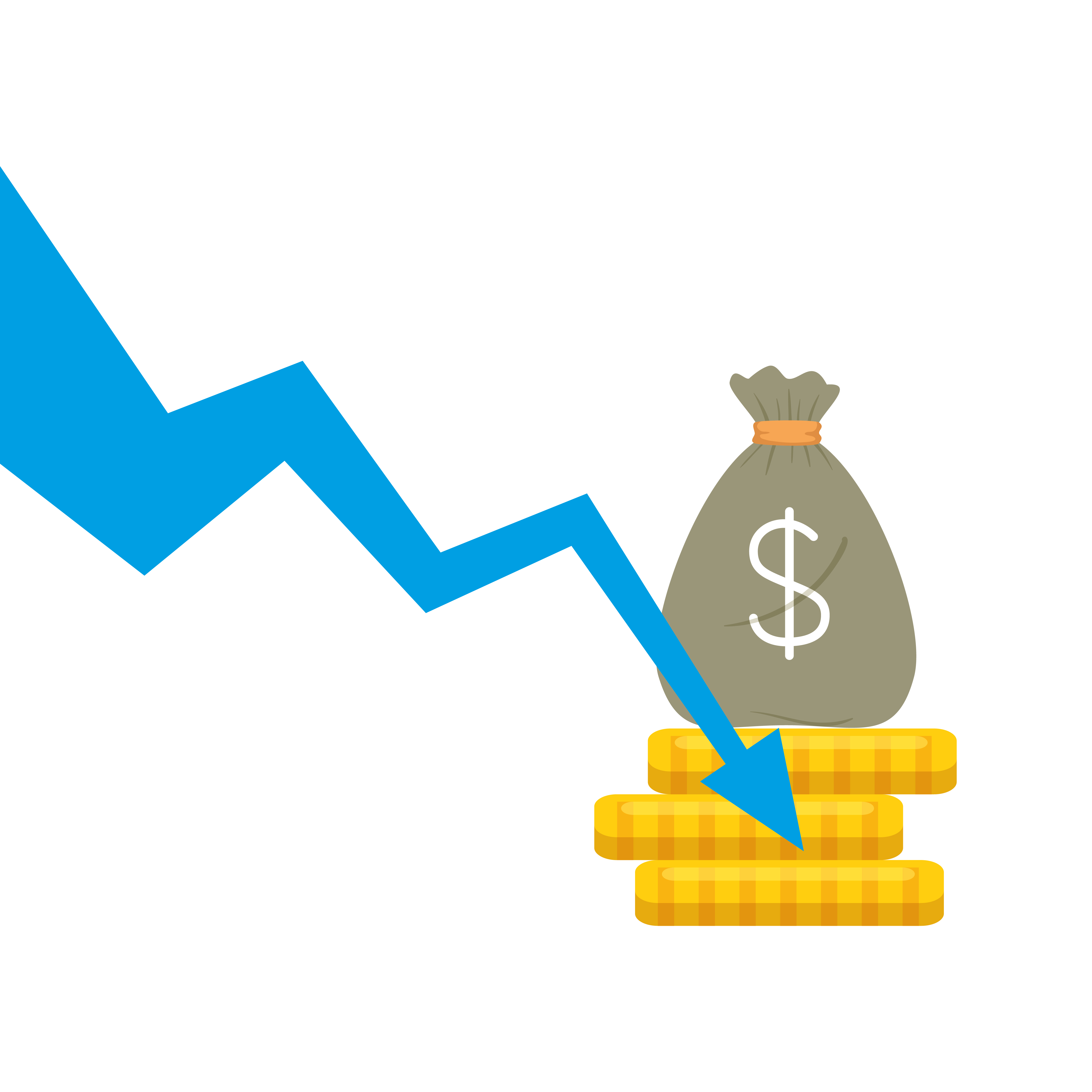 money bag and coins with decrease arrow vector design 1891601 Vector ...