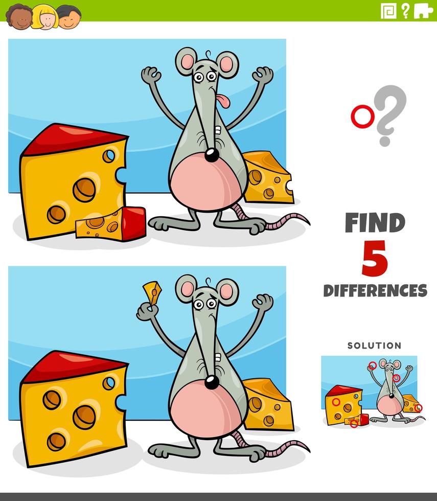 differences educational task for kids with mouse and cheese 1892808 ...