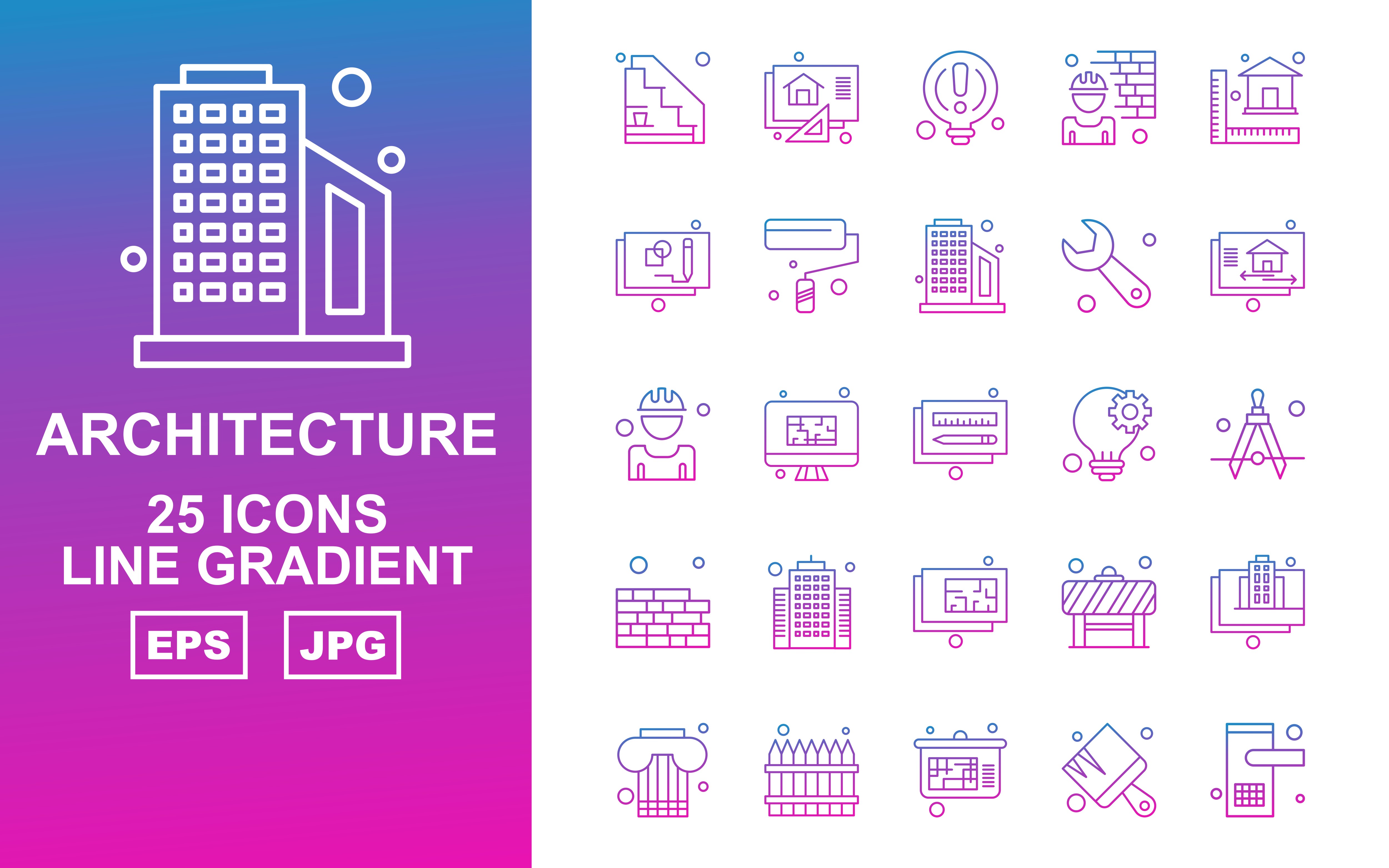 25 Premium Architecture Line Gradient Icon Pack 1893206 Vector Art at ...