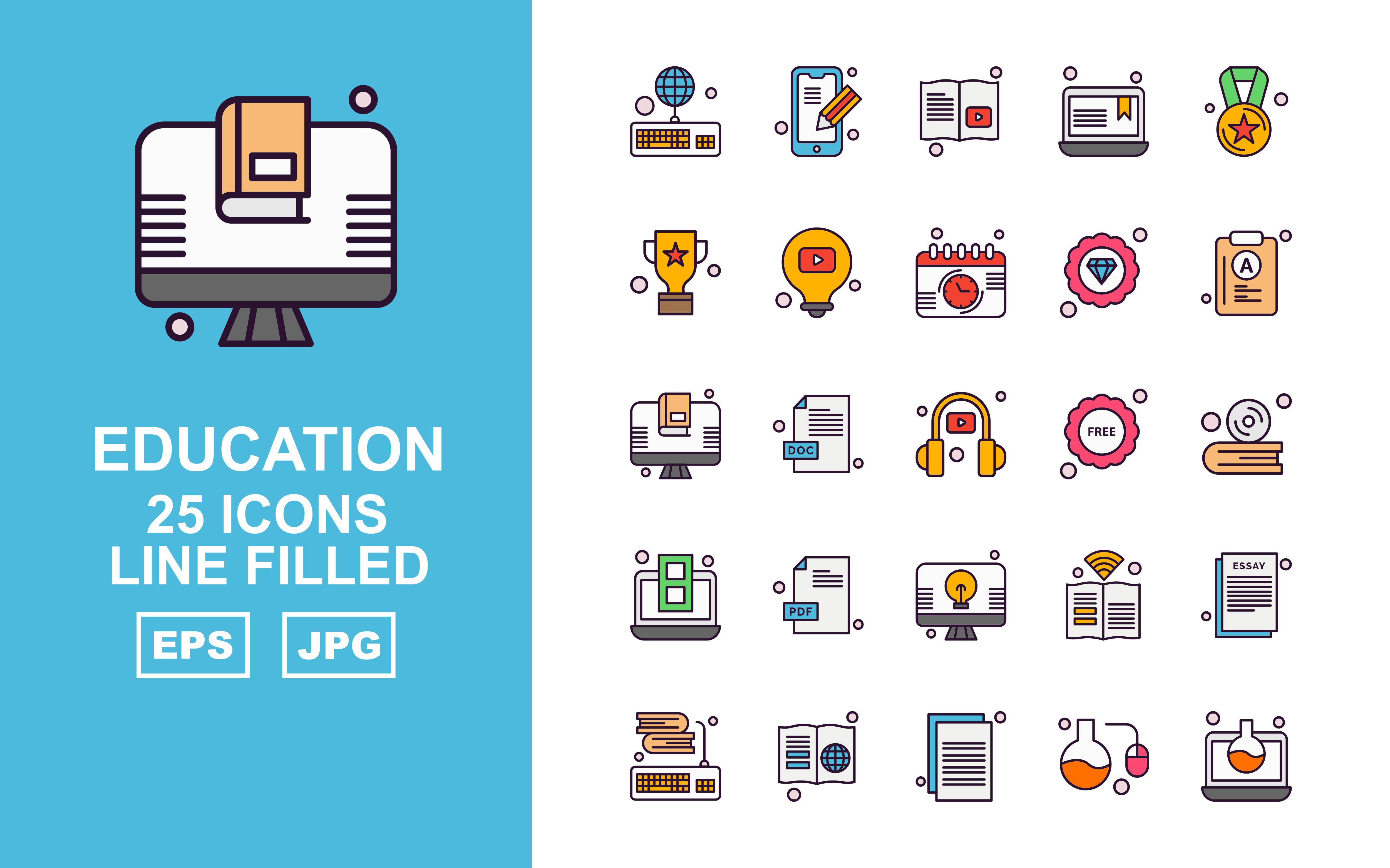 25 Premium Education Line Filled Icon Pack 1894011 Vector Art at Vecteezy