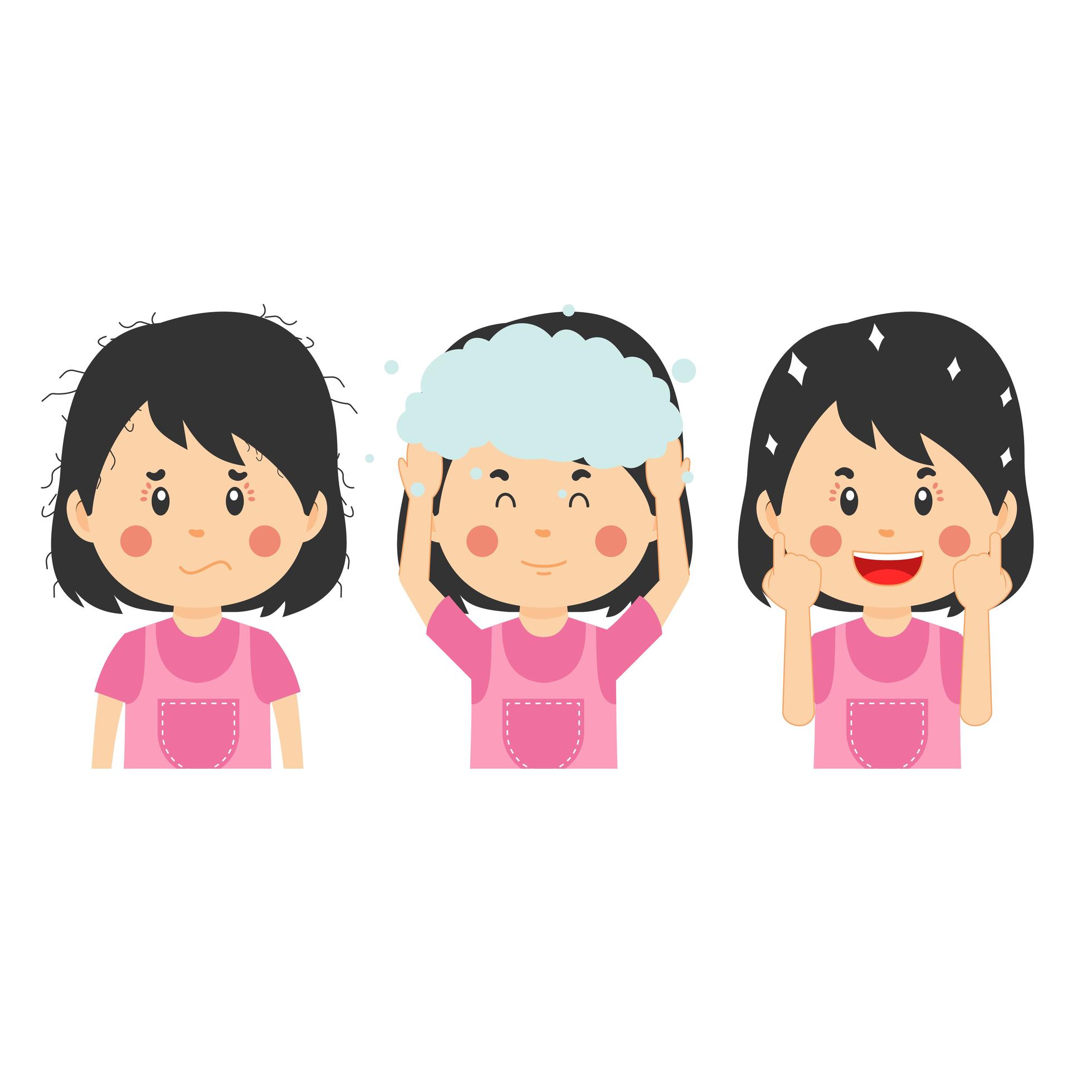 Chicas Lindas Lavándose El Pelo 1895890 Vector En Vecteezy