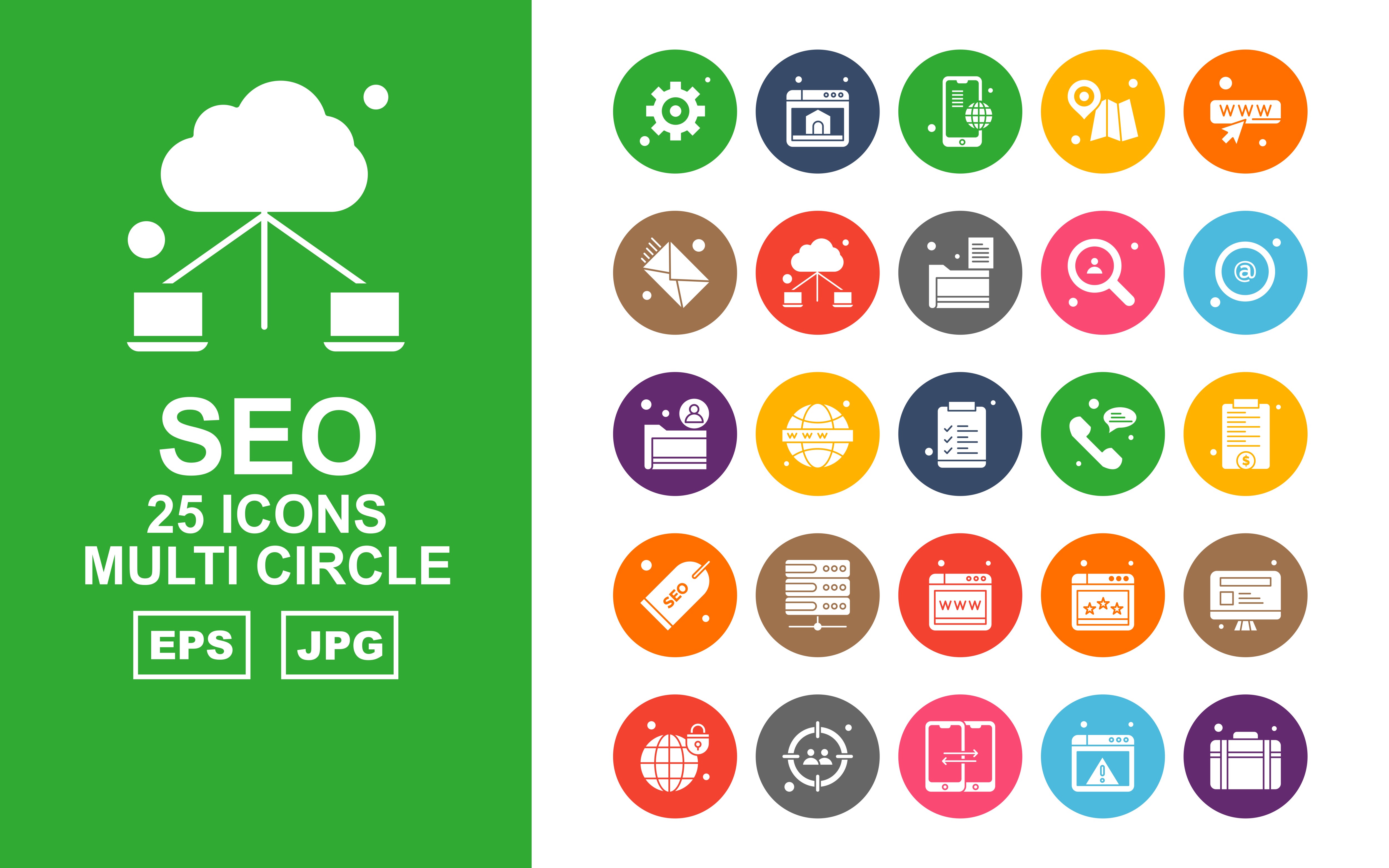 25 Premium SEO Multi Circle Icon Pack 1904627 Vector Art at Vecteezy