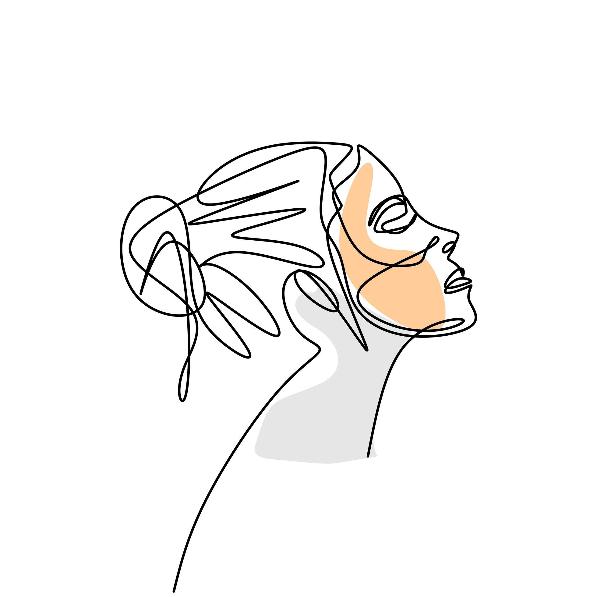 Abstract Poster Woman Face One Line Drawing Style Female Beauty