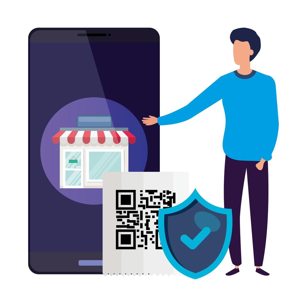 businessman with code qr and icons 1906317 Vector Art at Vecteezy