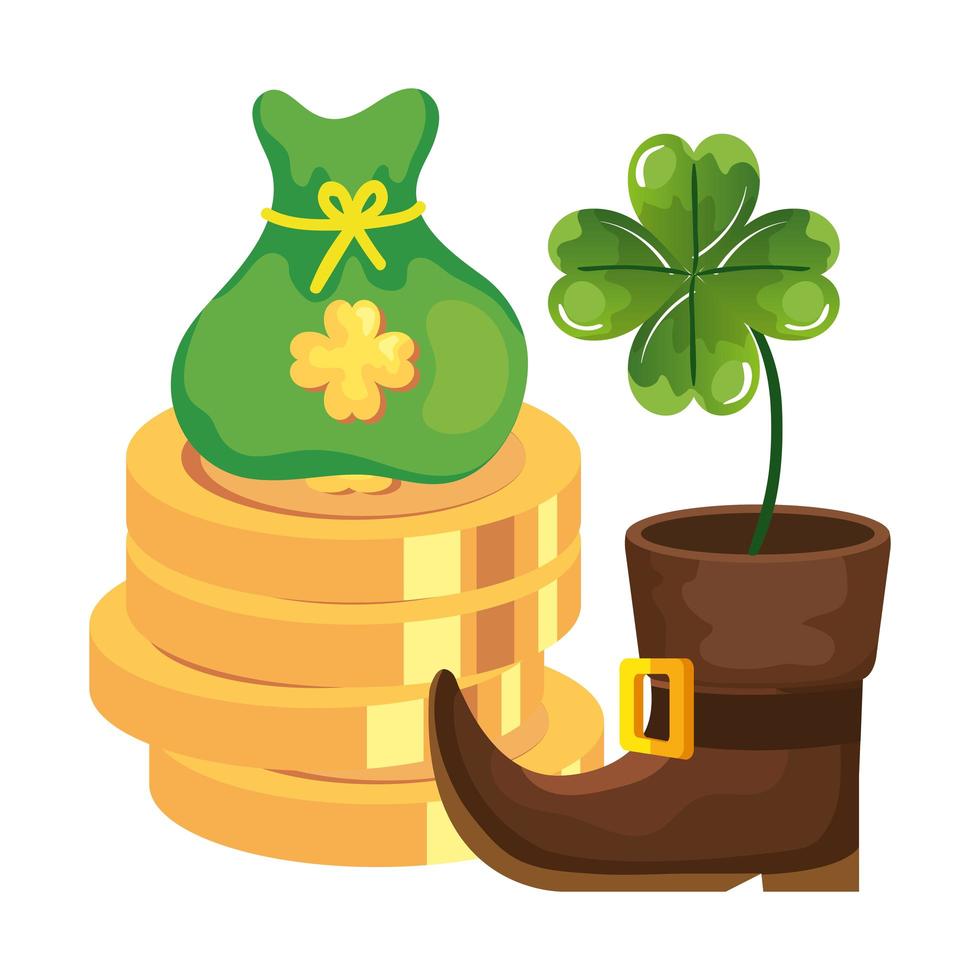 coin with clover and icons leprechaun 1906473 Vector Art at Vecteezy