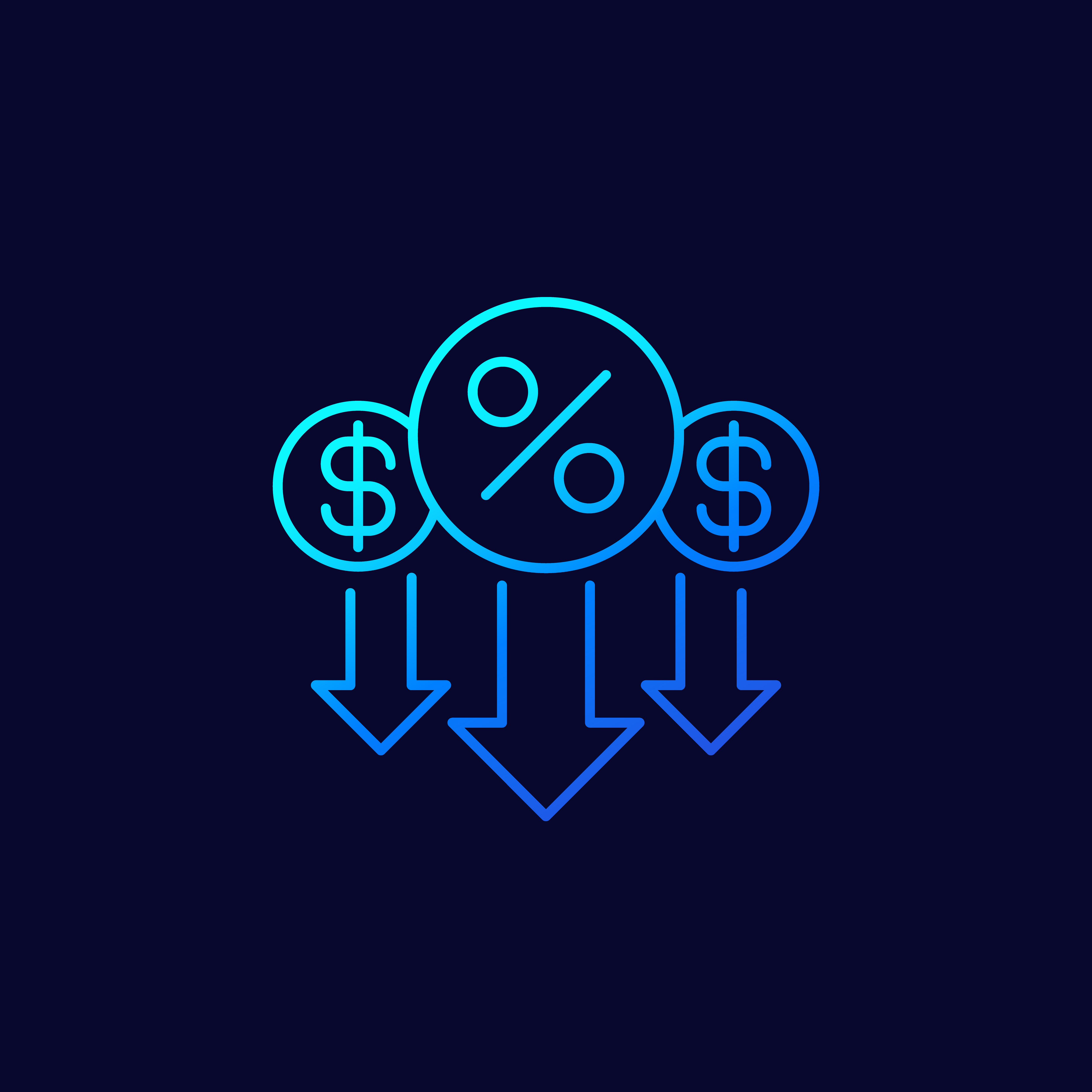 percent down, rate decrease line icon 1907508 Vector Art at Vecteezy