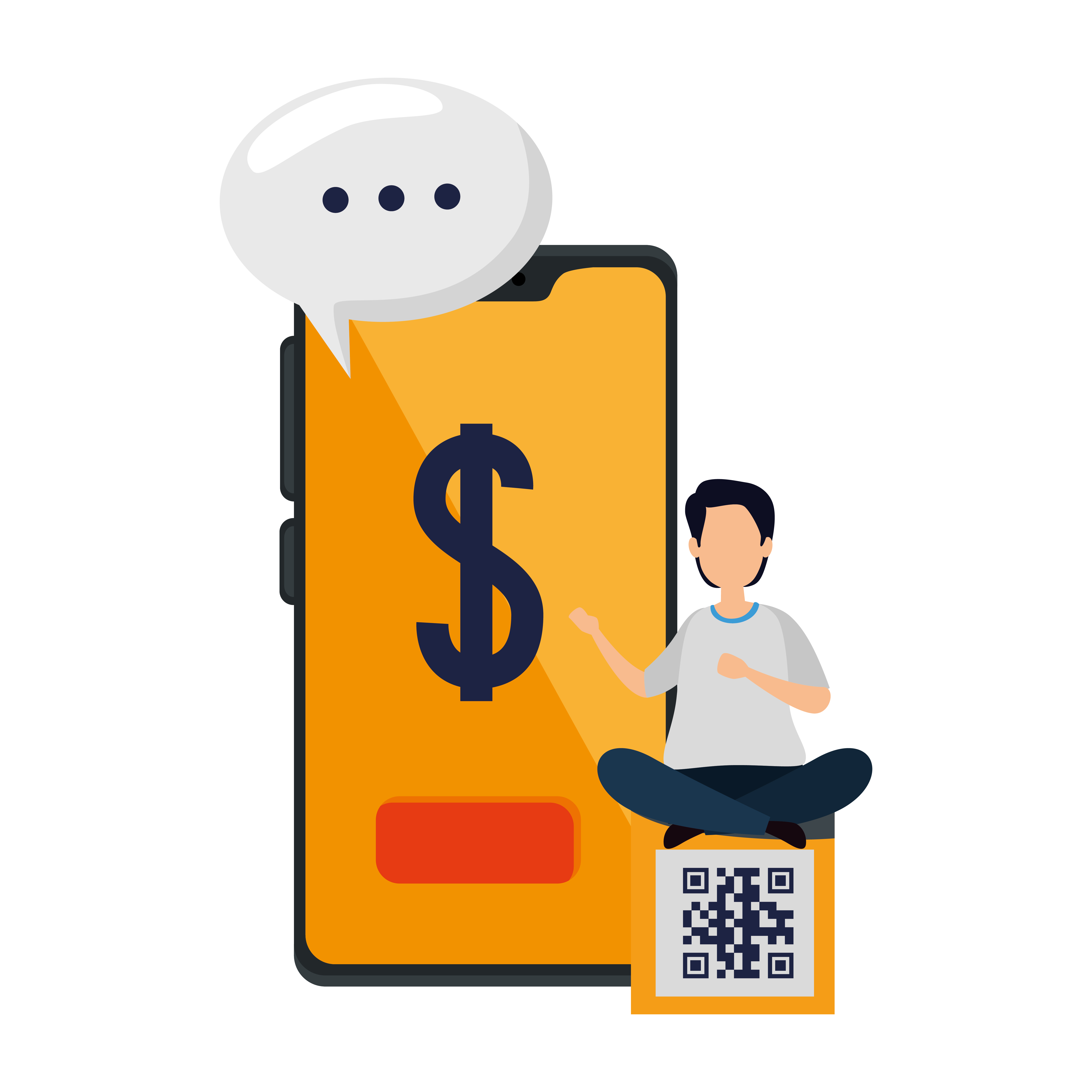 man and code qr code with icons 1908129 Vector Art at Vecteezy