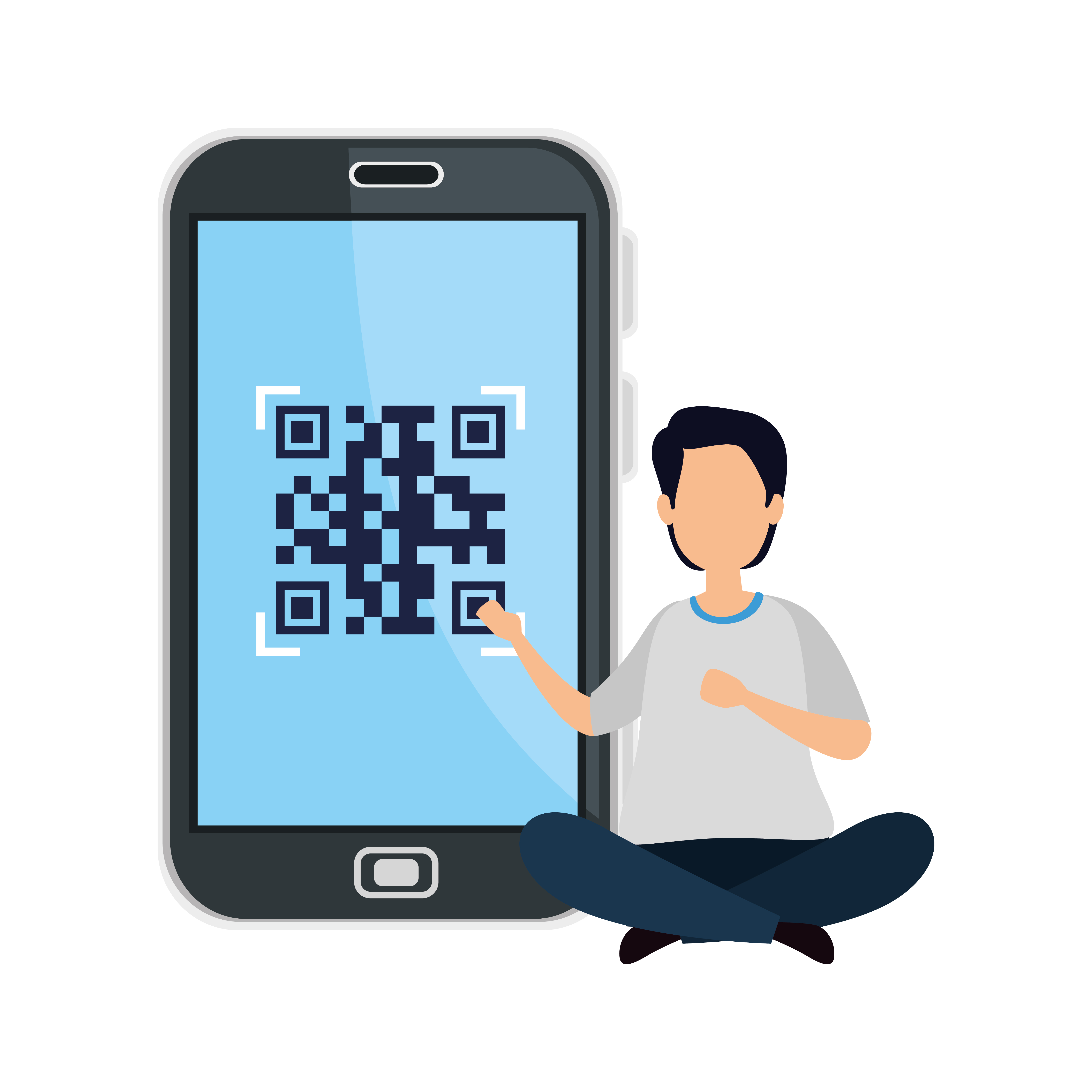 man and smartphone device with scan code qr 1908205 Vector Art at Vecteezy