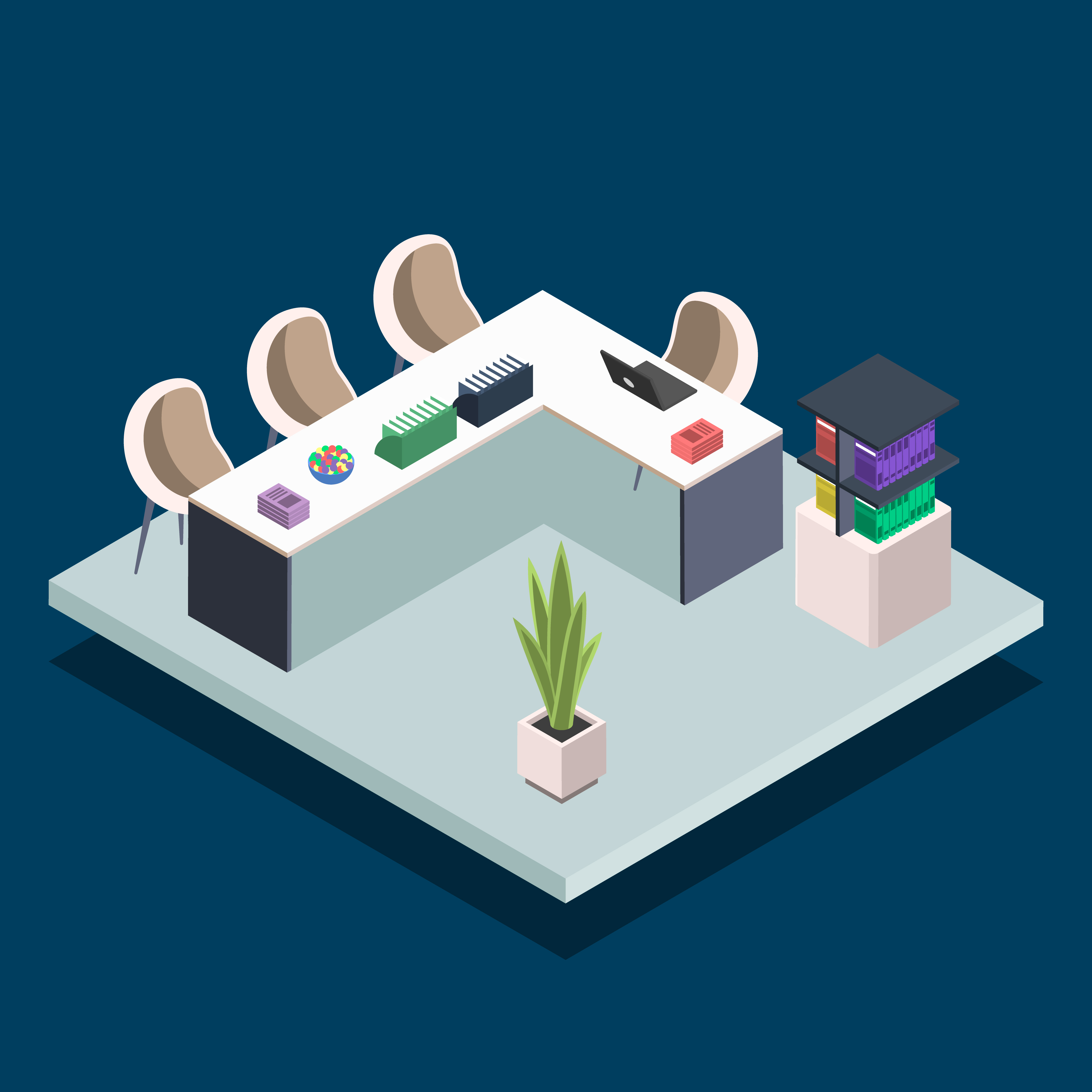 Modern book library room isometric color vector illustration 1910273 ...