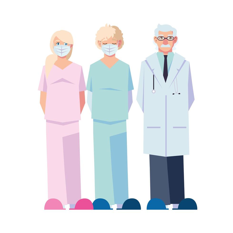 Female And Male Doctors With Uniforms And Masks Vector Design 1914949