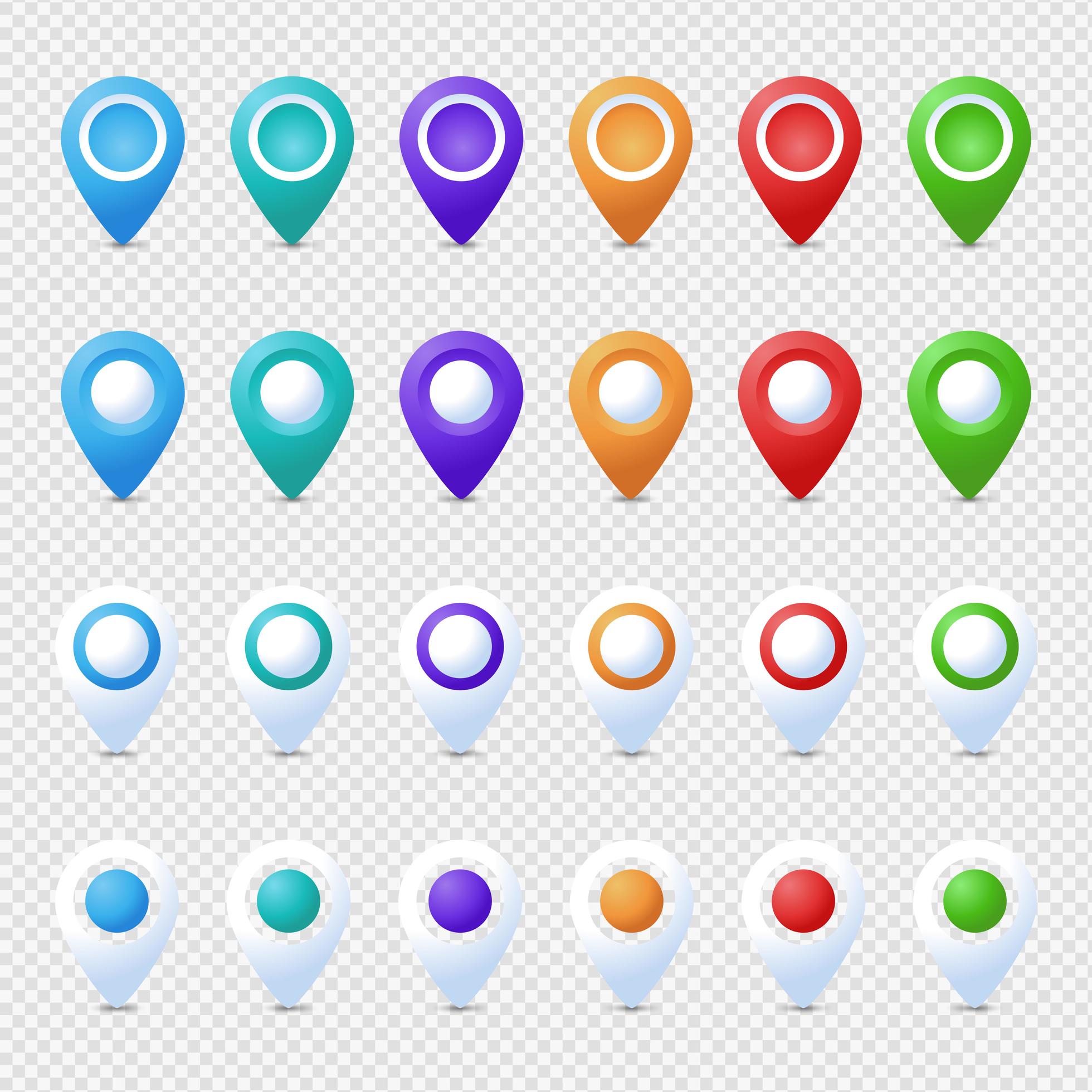 Location pins mega set. Marker 3D. Map pointer pin vector set isolated. Web location point ...