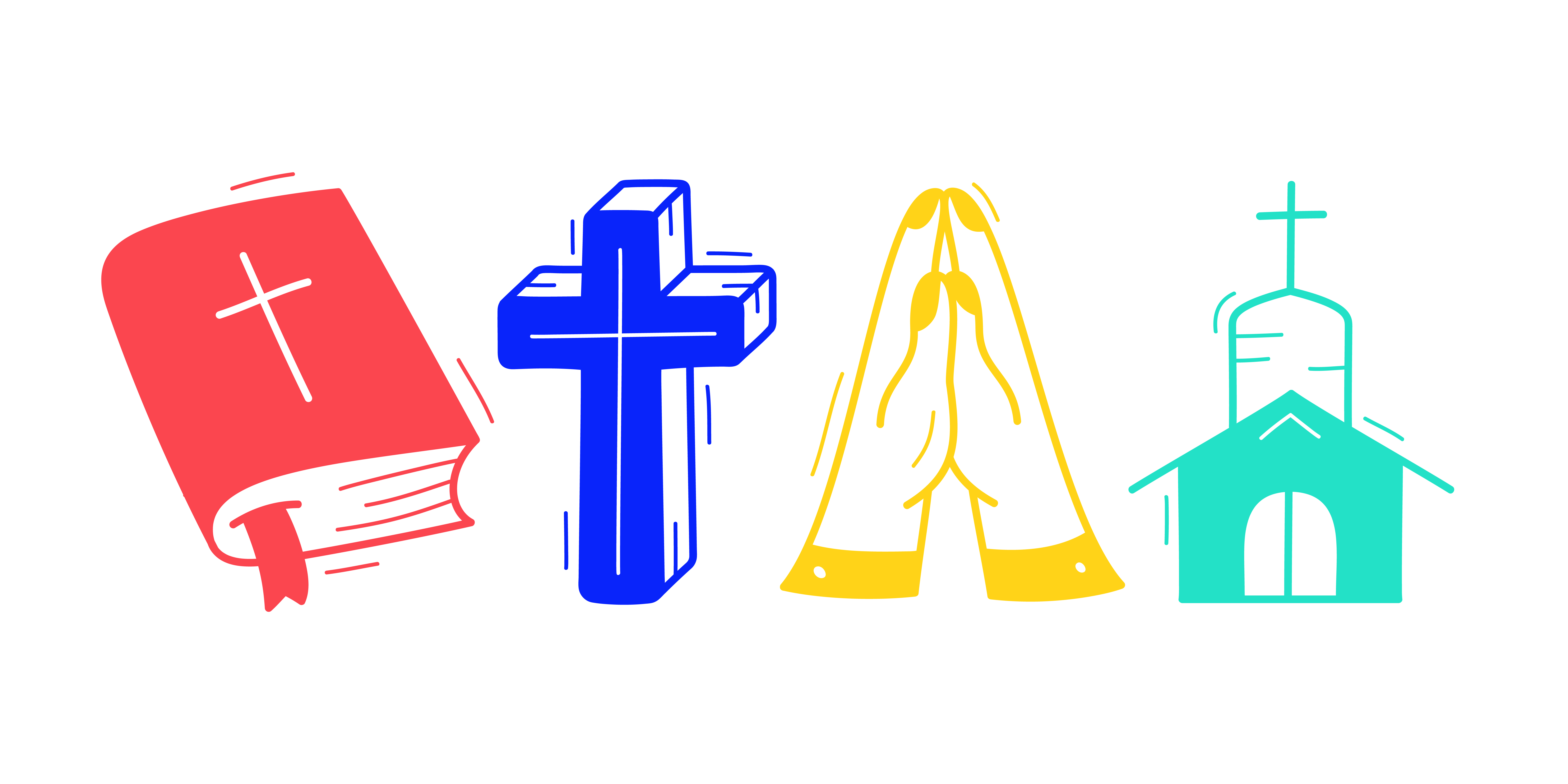 Linda colección de doodle de tema cristiano dibujado a mano en fondo ...